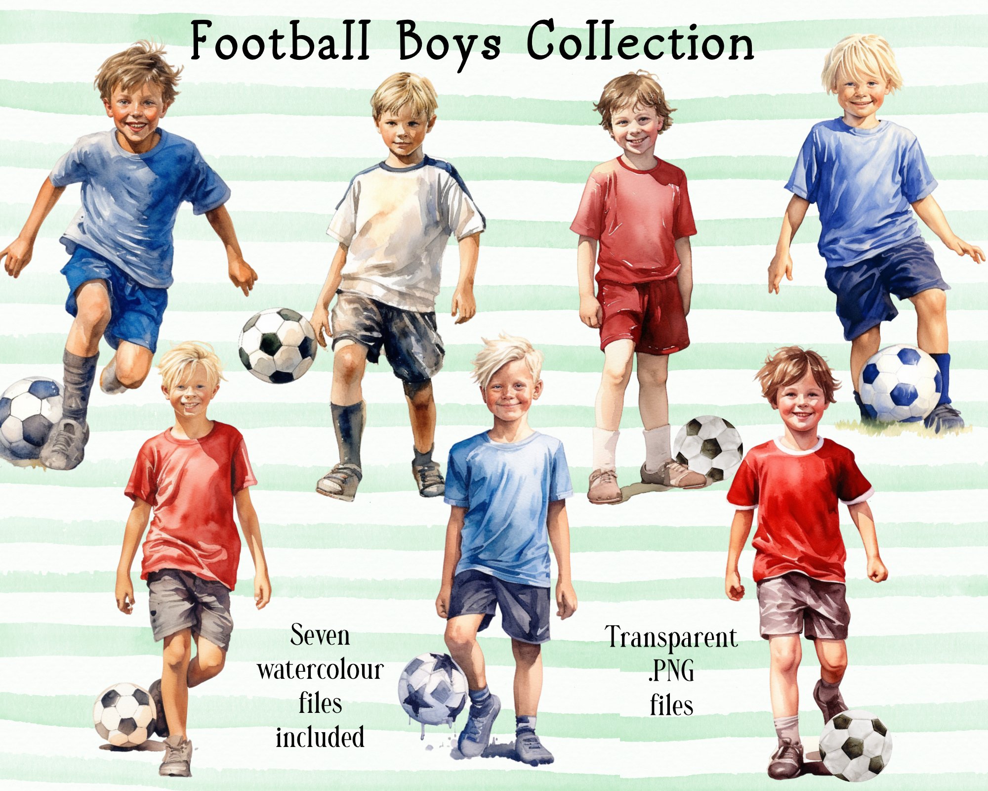 Football Boys Watercolour Clipart Bundle - Payhip