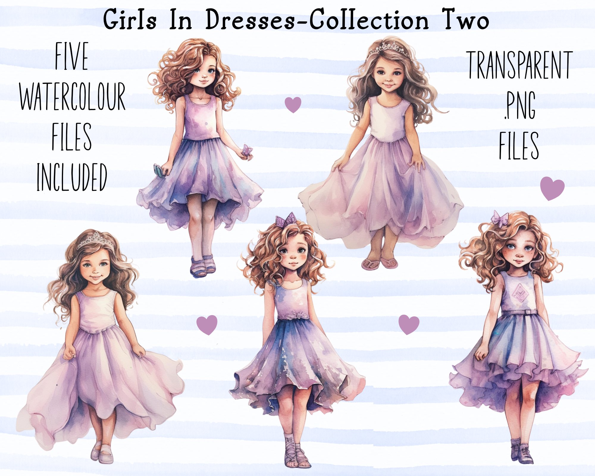 Girls In Dresses Watercolour Clipart Bundle Two - Payhip