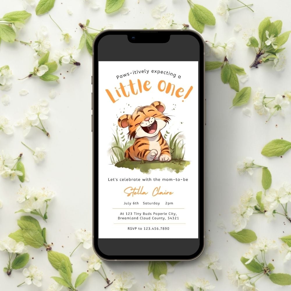 Static Baby Shower E-nvitation, Tiger - Payhip