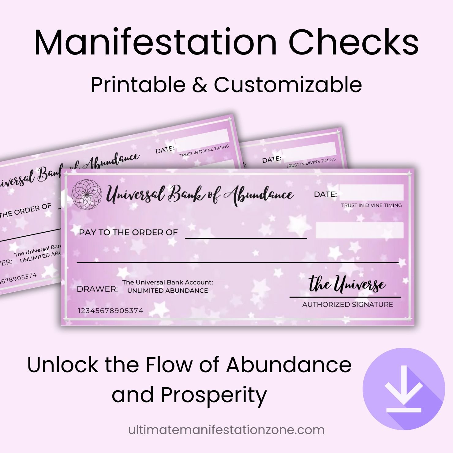 Printable Abundance Check - Purple | INSTANT DOWNLOAD - Payhip