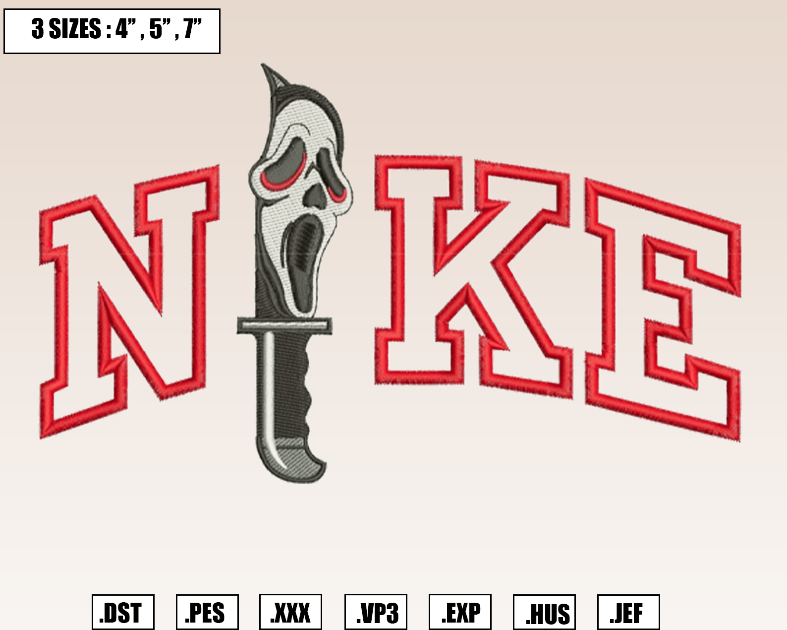 Nike Knife Ghost Embroidery Design, Halloween Embroidery Machine Design ...