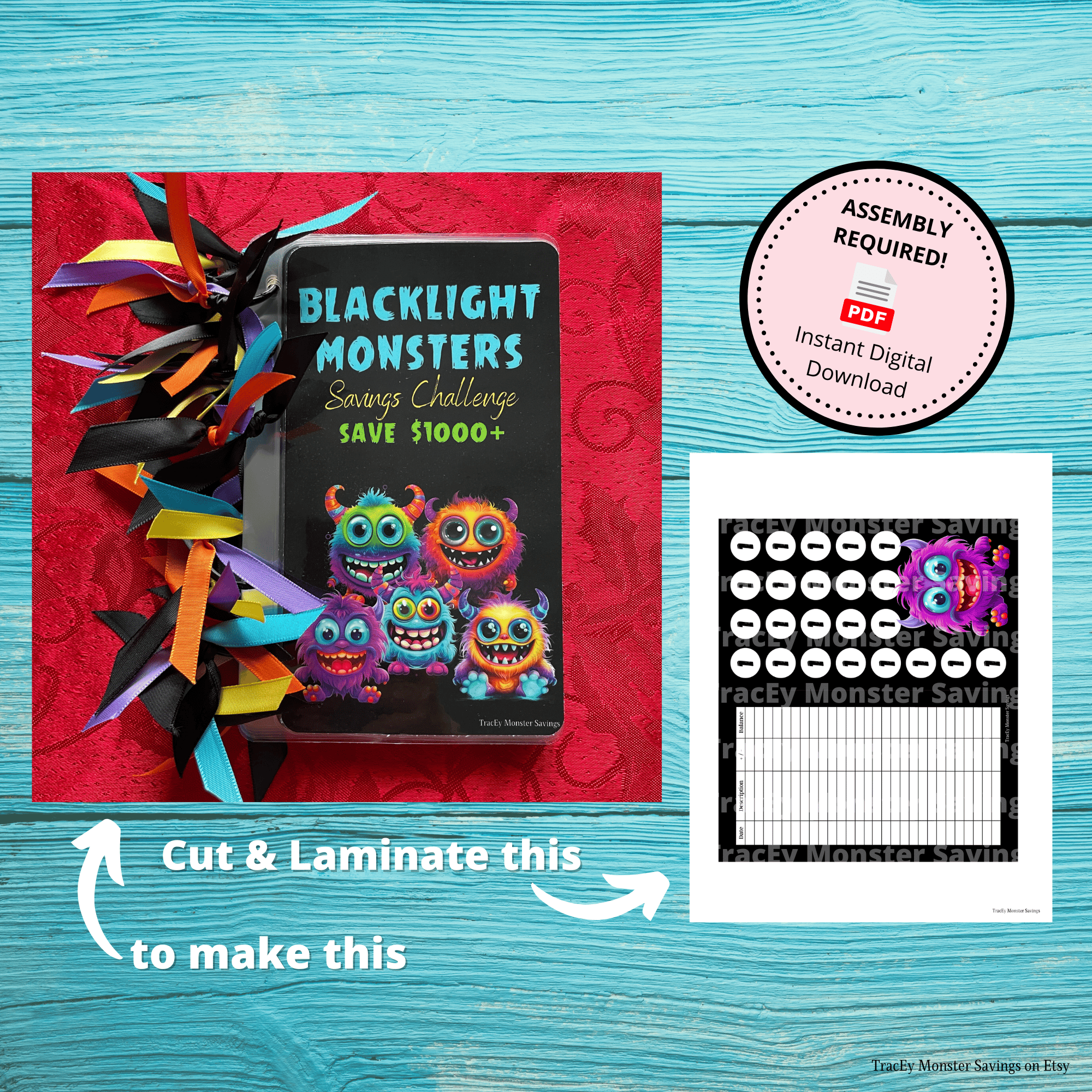 Blacklight Monsters Savings Challenge Tracker Album Booklet Binder ...