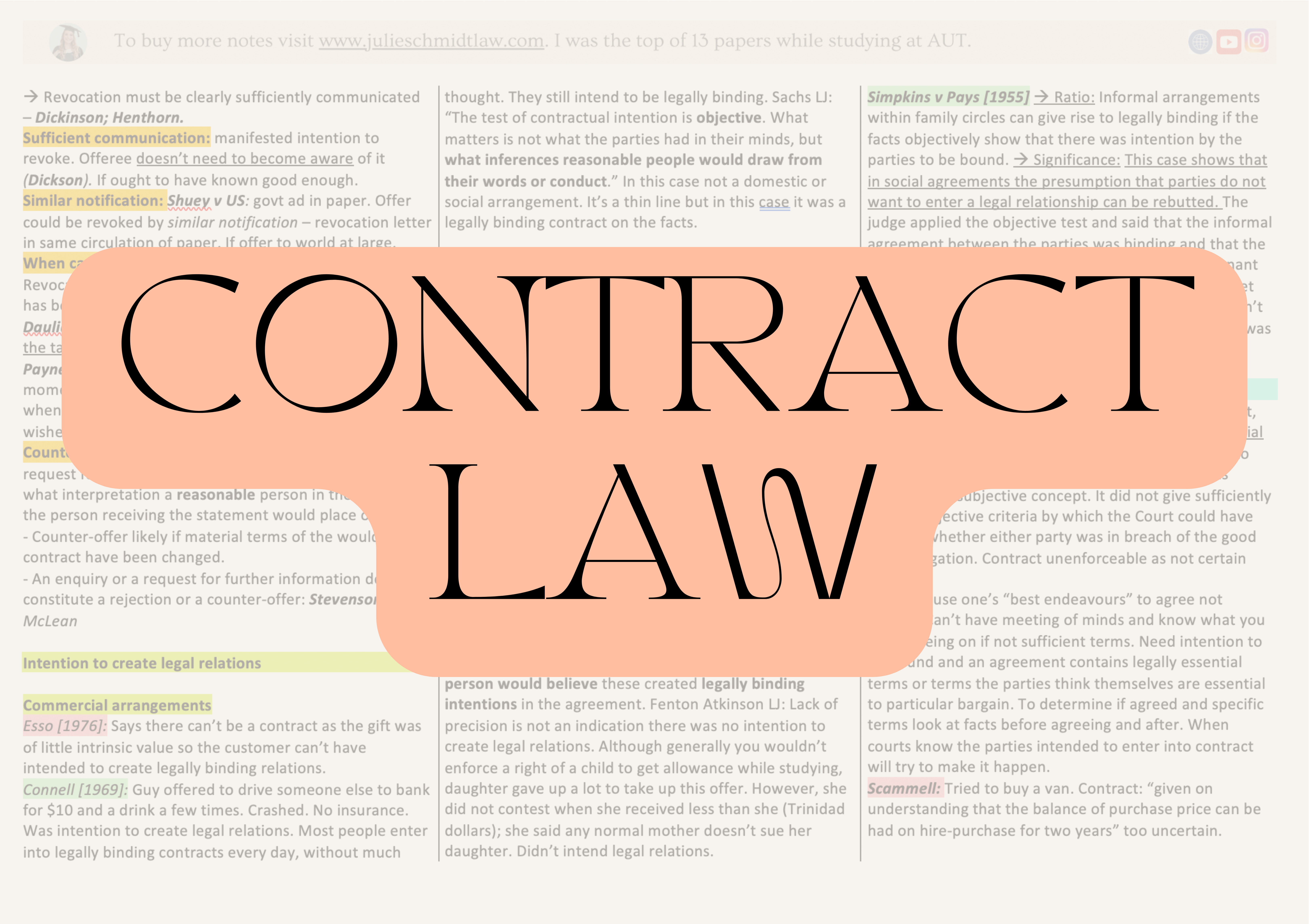 🧾 BUNDLE: Contract Law Exam Notes - Sem 1 and Sem 2 (Top Student)