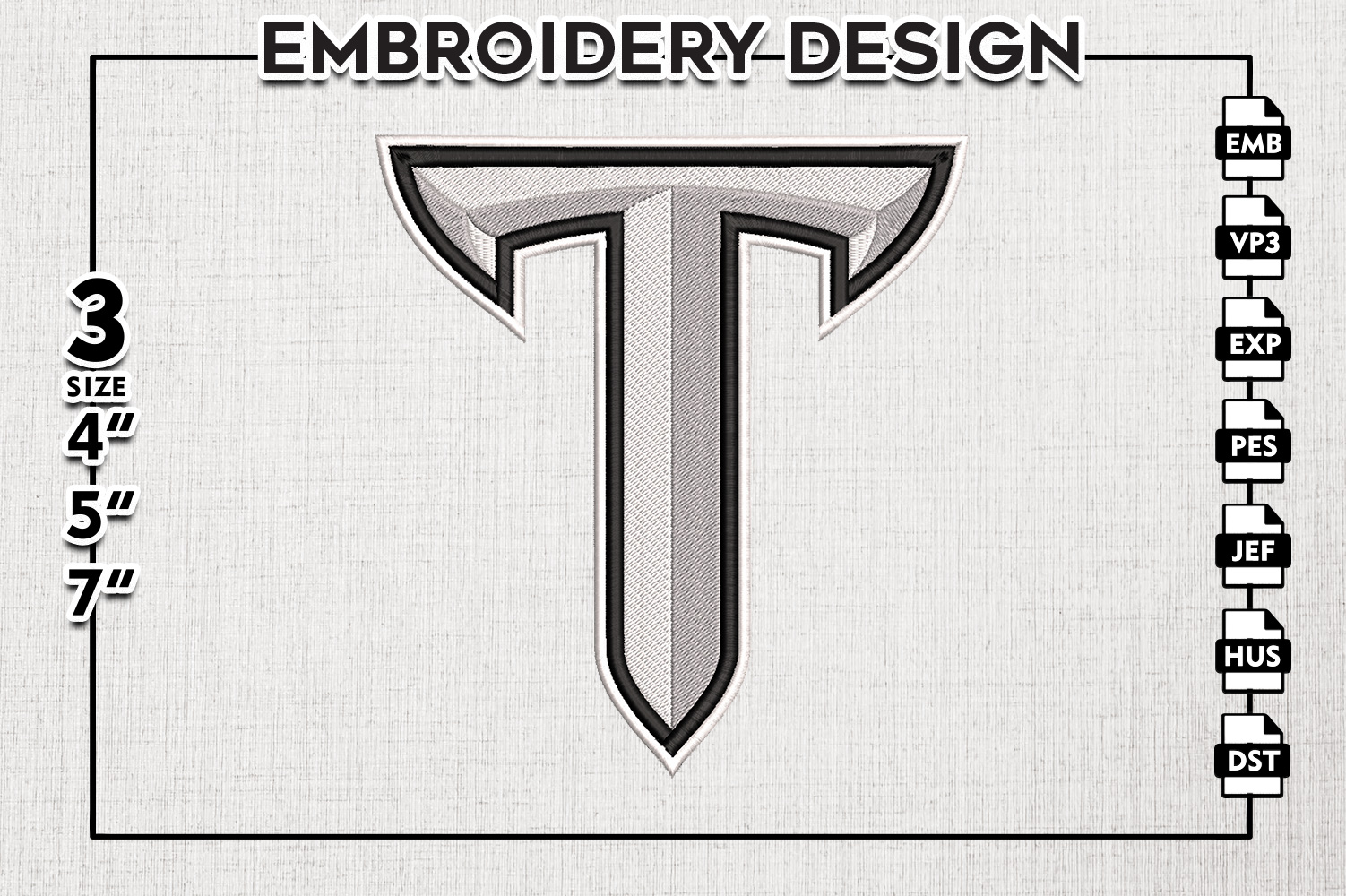 NCAA Troy Trojans Embroidery files, NCAA Embroidery Designs, Troy ...
