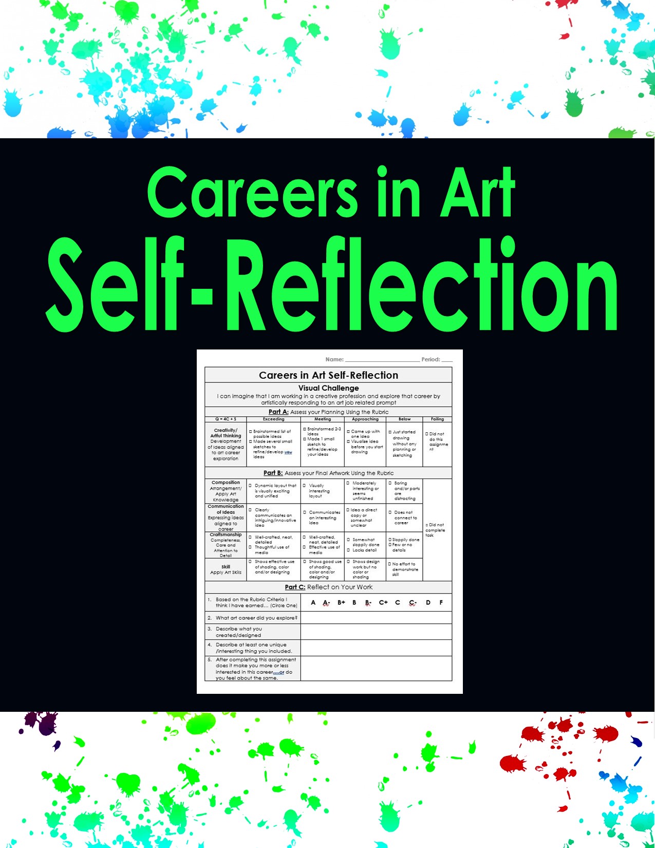 FREE Rubric Self- Reflection for Careers in Art Activities - Payhip