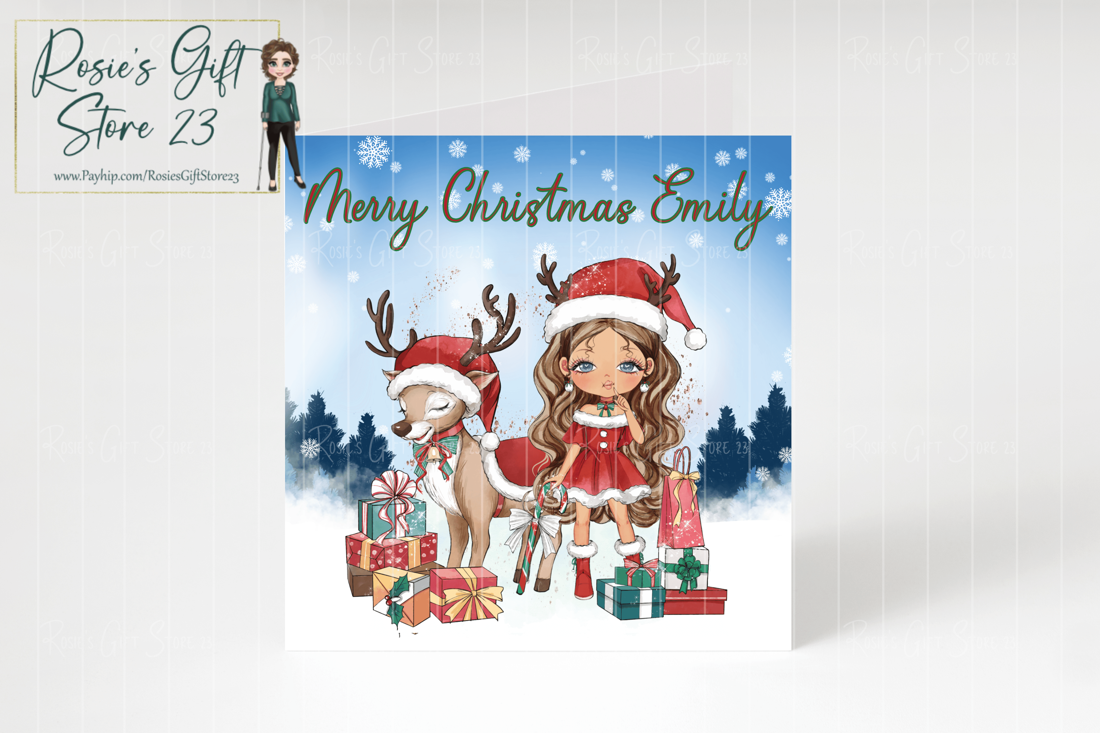 Personalised Christmas Card For Her Brunette Hair - Payhip