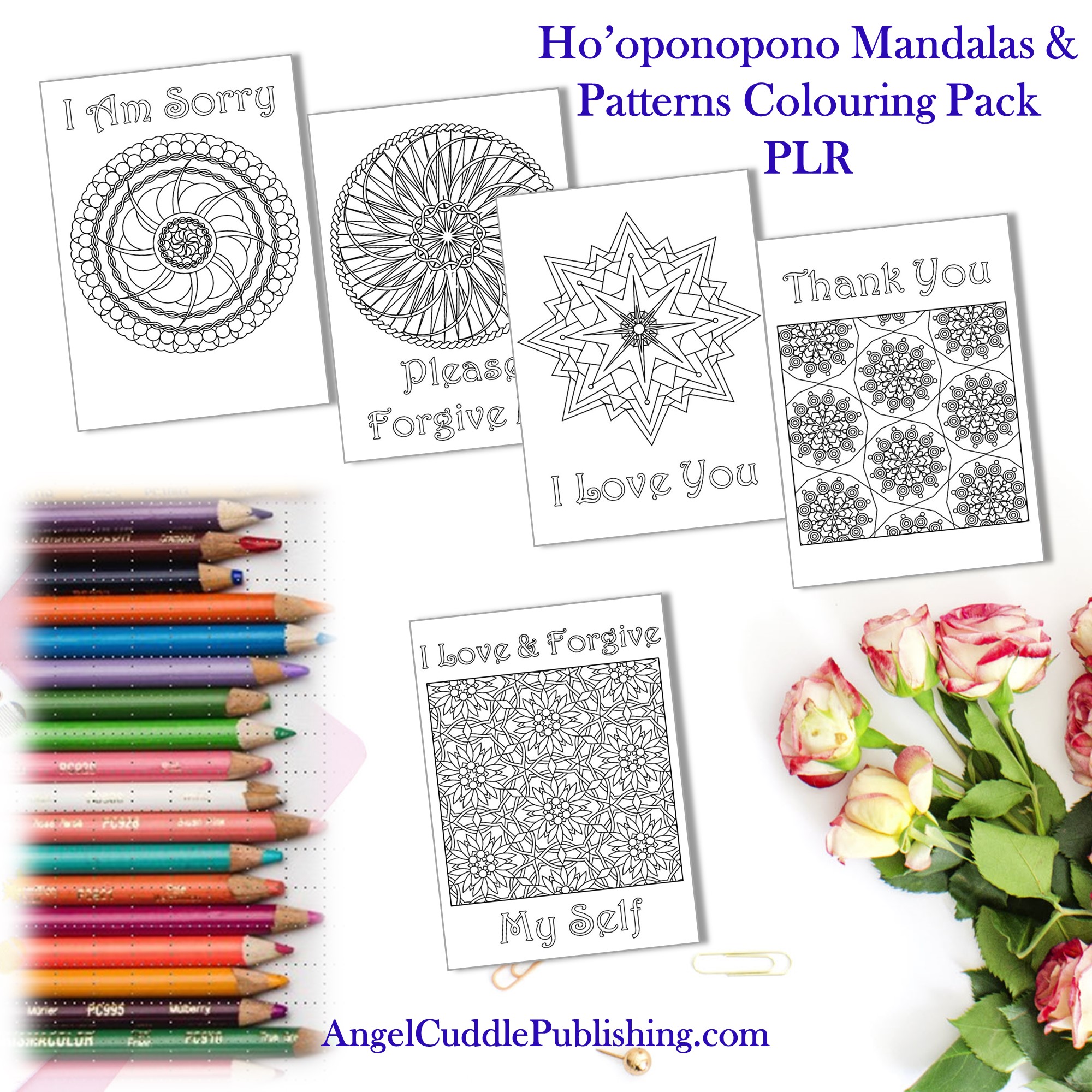 Ho’oponopono Mandalas & Patterns Colouring Pack PLR A4 and US Letter Sizes - Payhip