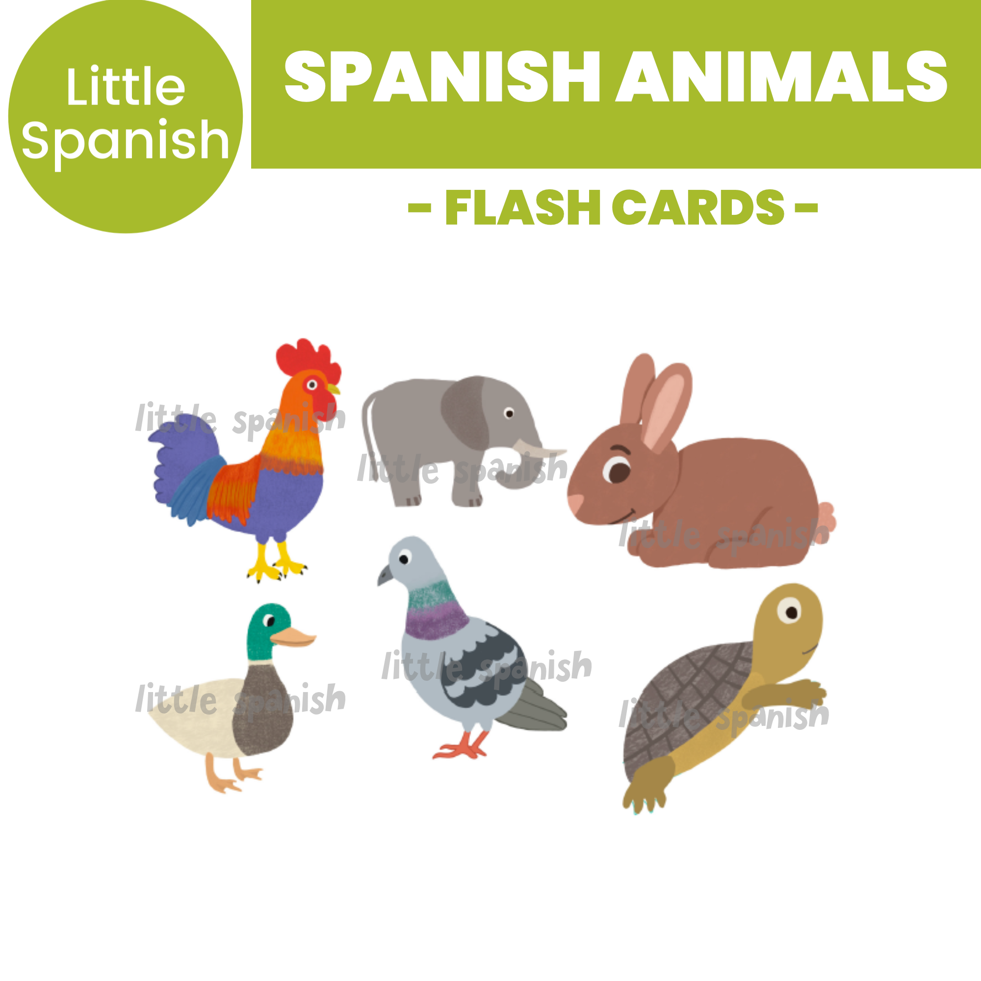 Animals Common Words in Spanish - FlashCards - Payhip
