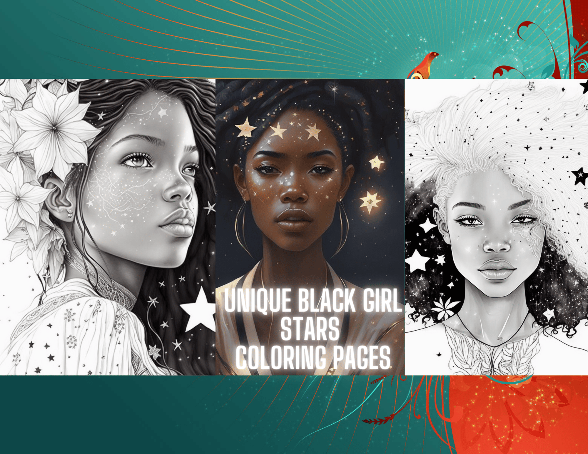 Unique Black Girl Stars Coloring Book - Payhip