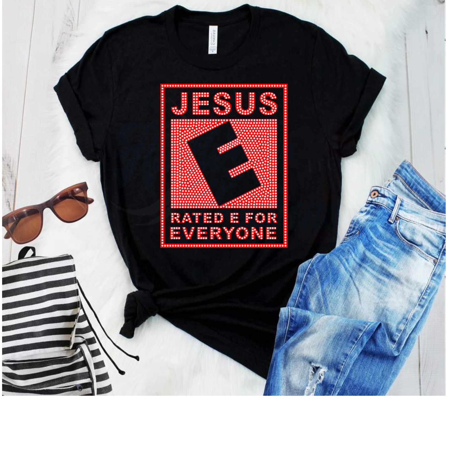 HHK Jesus Rated E For Everyone Rhinestone Transfer - Payhip
