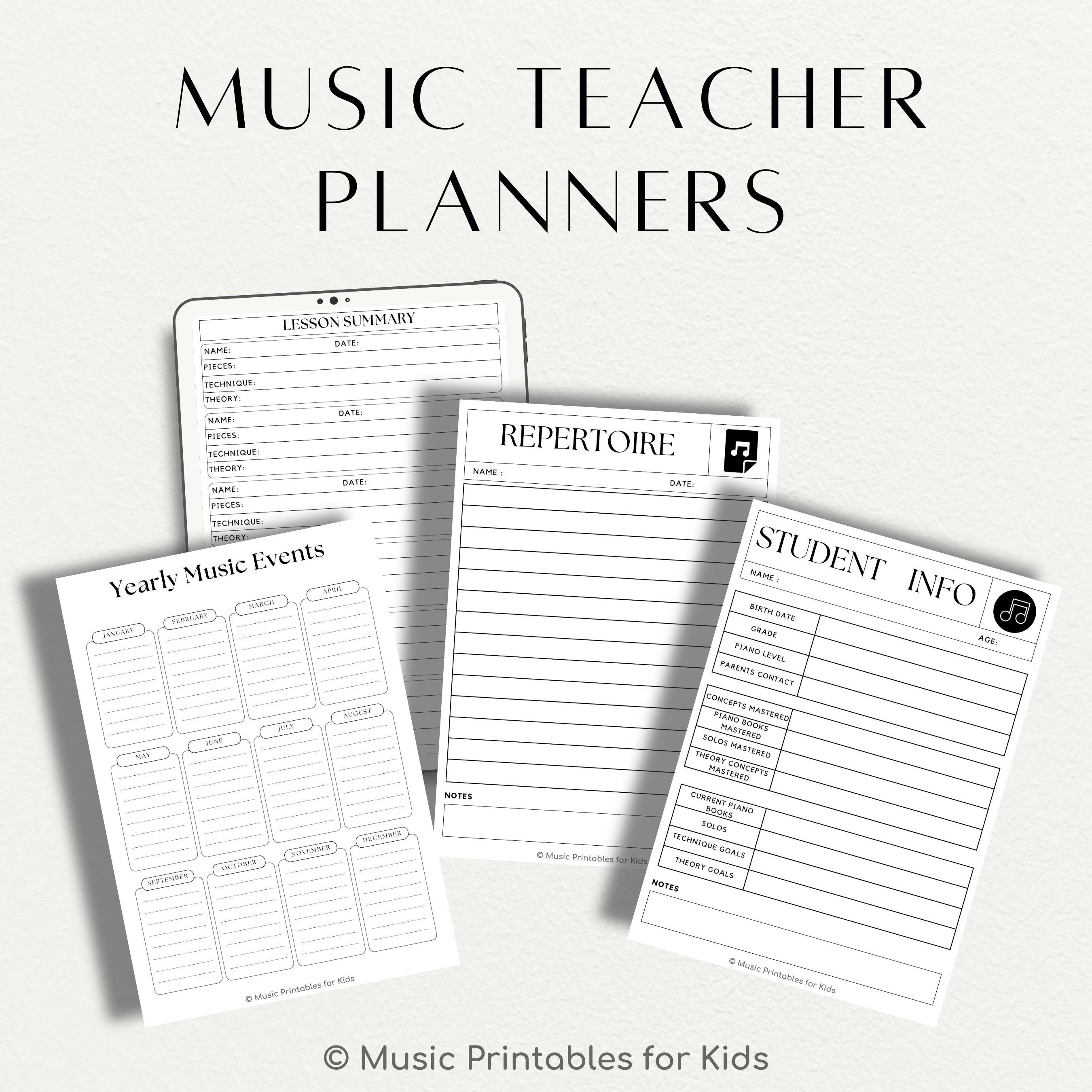 Music Teacher Planner- Black - Payhip