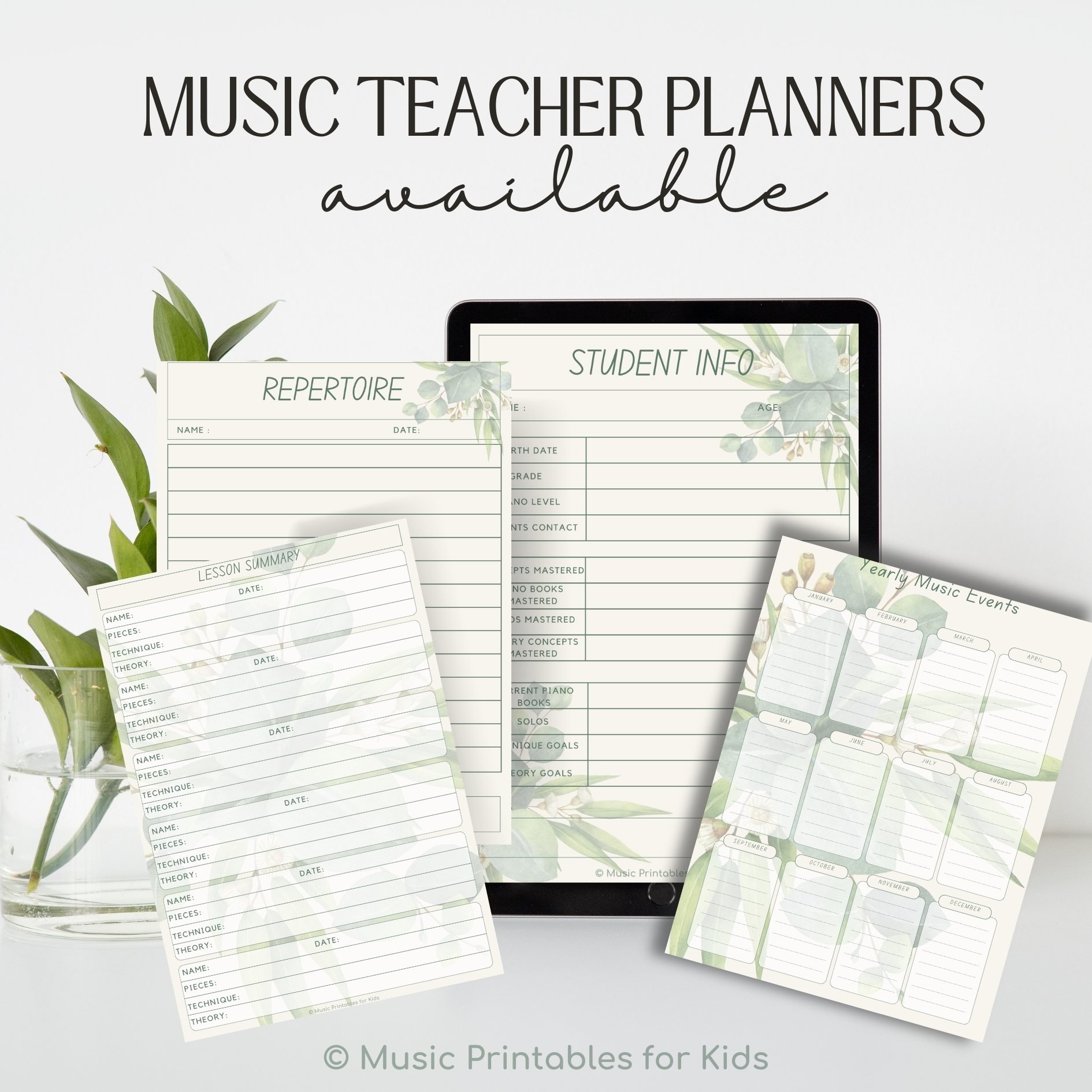 Music Teacher Planner- Green - Payhip