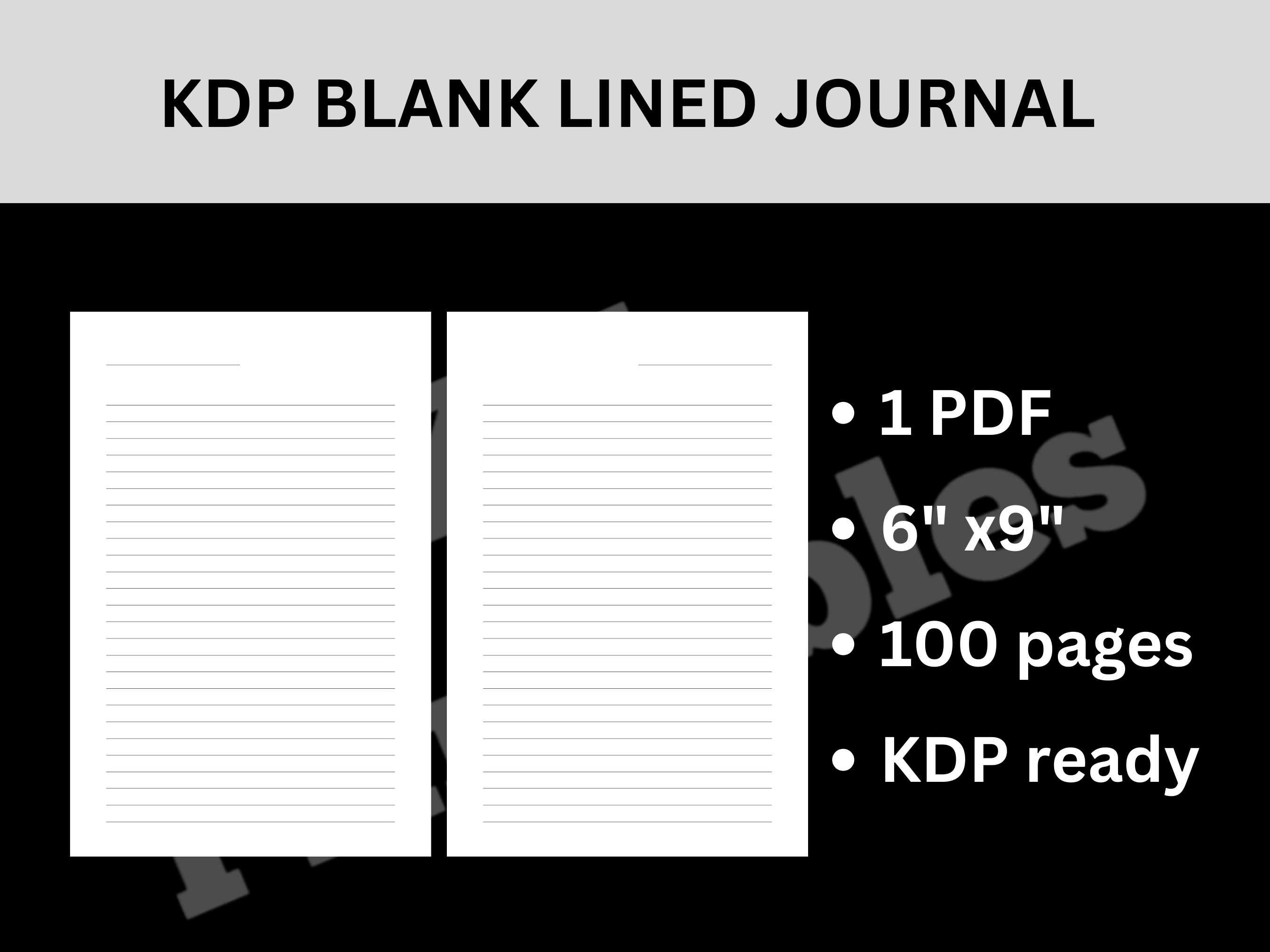 KDP 6 x 9 Inches Blank Lined Journal Notebook Template Low Content ...