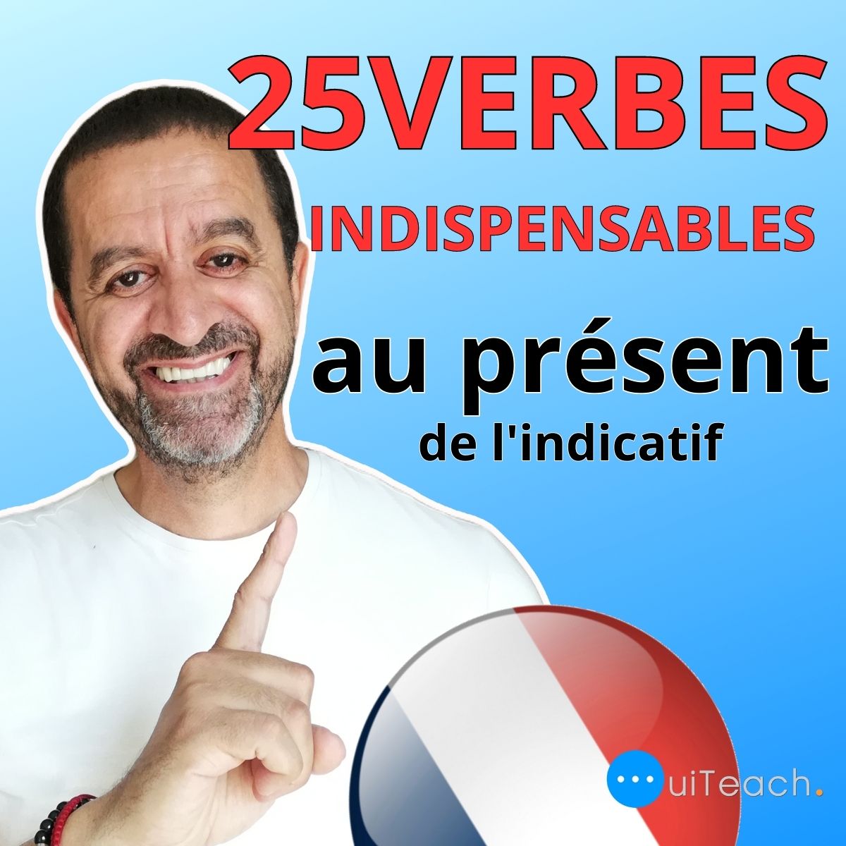 25 essential verbs in French in the present indicative tense.