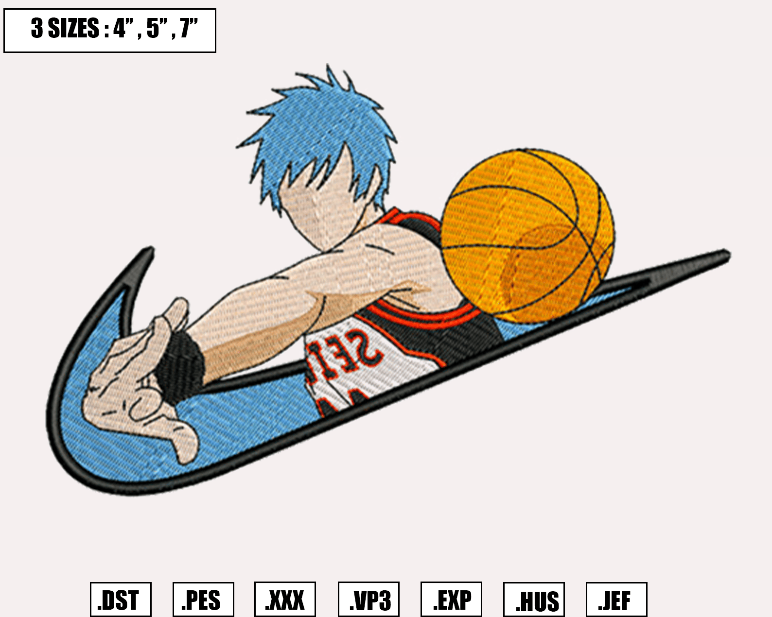 Nike Kuroko's Basketball Embroidery Design, Anime Embroidery Design ...