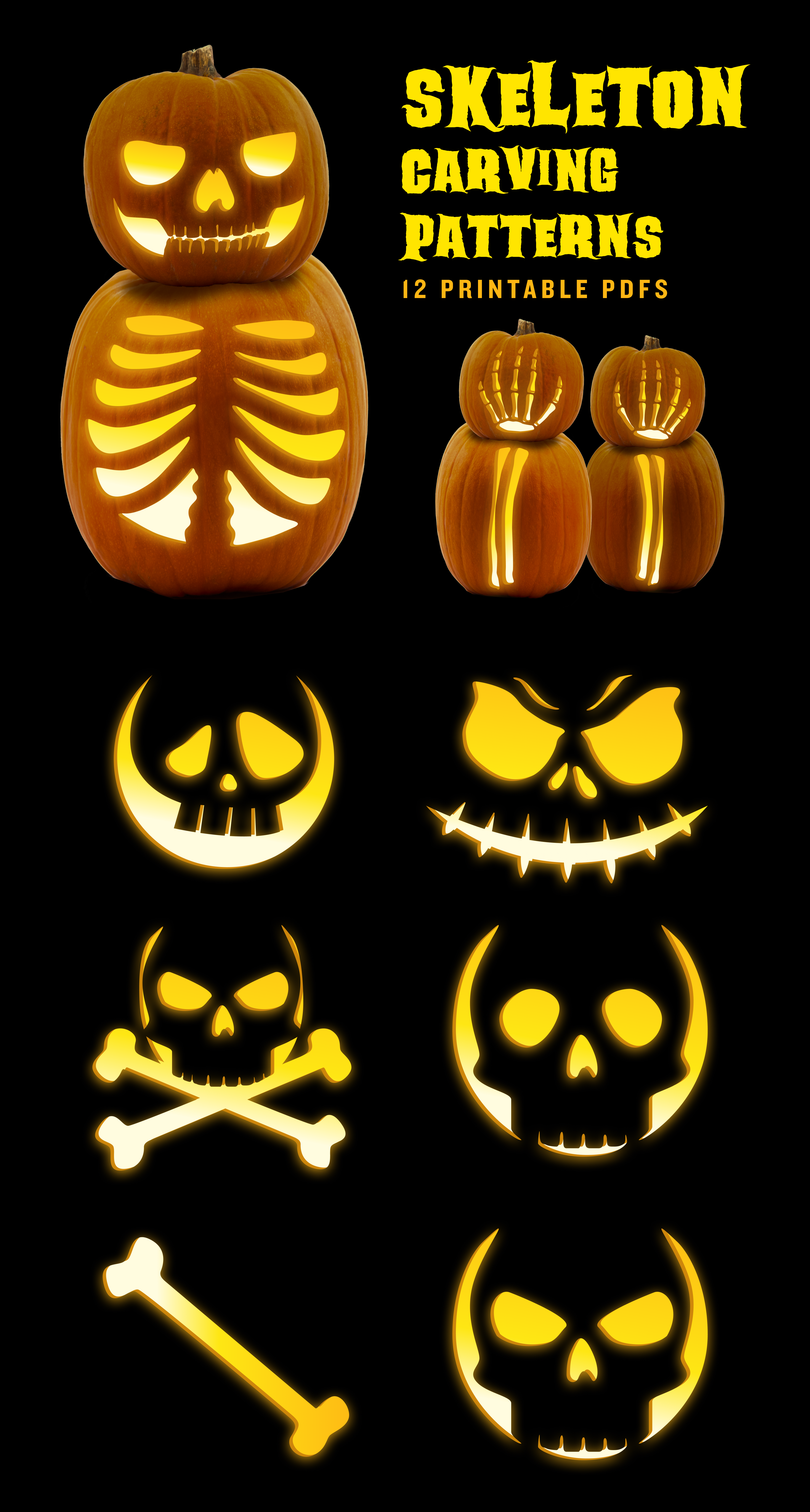 Printable Skeleton Pumpkin Carving Patterns