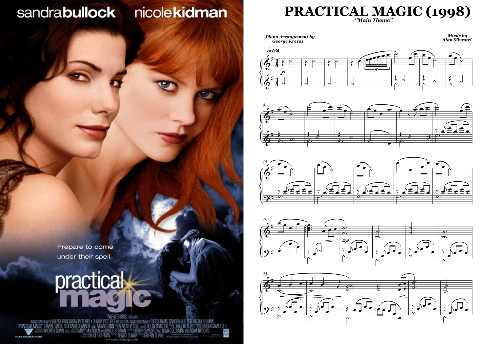 Practical Magic (1998) Main Theme - Alan Silvestri (Piano Sheet Music)