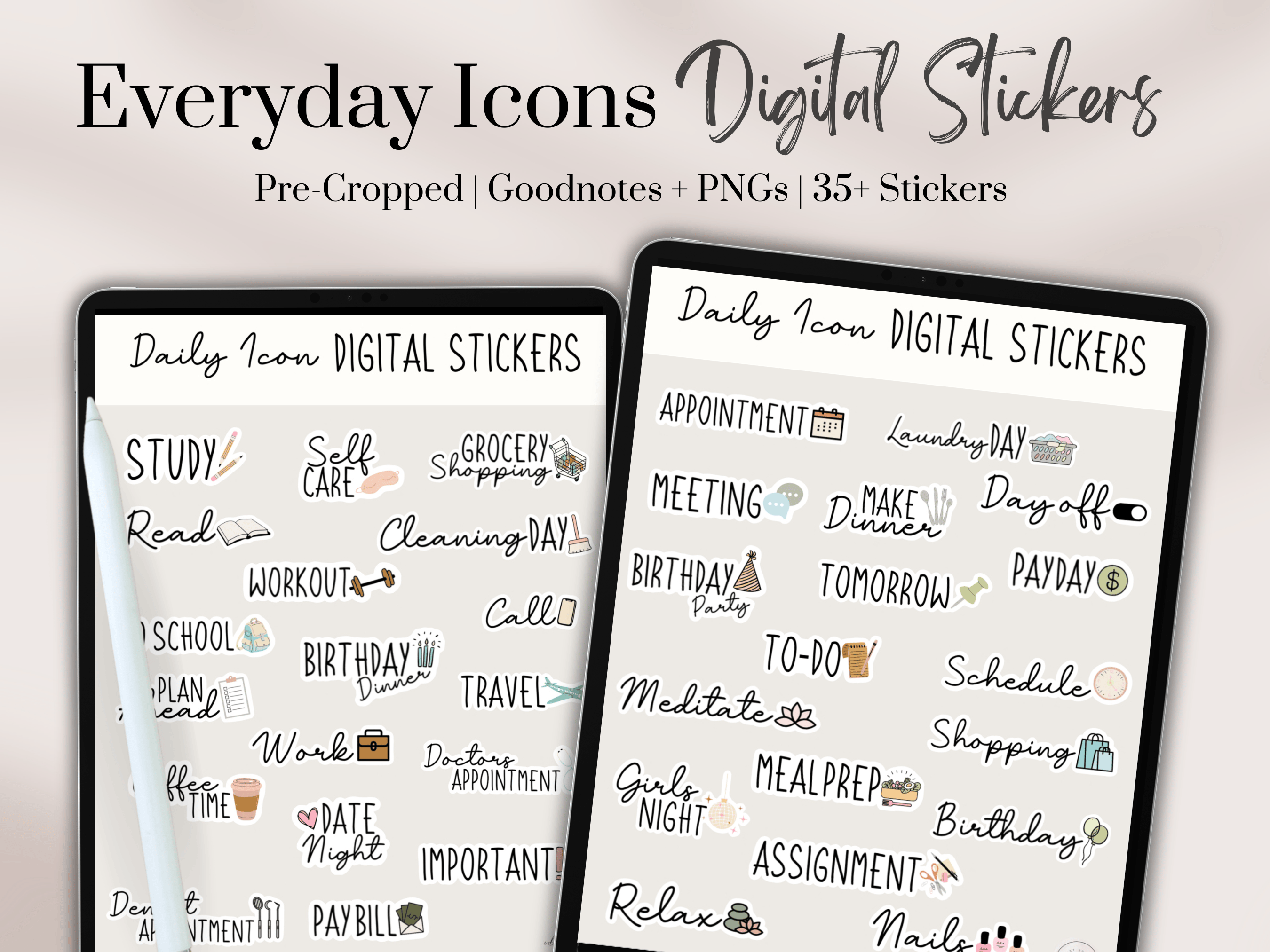 Everyday Icons Digital Stickers - Payhip
