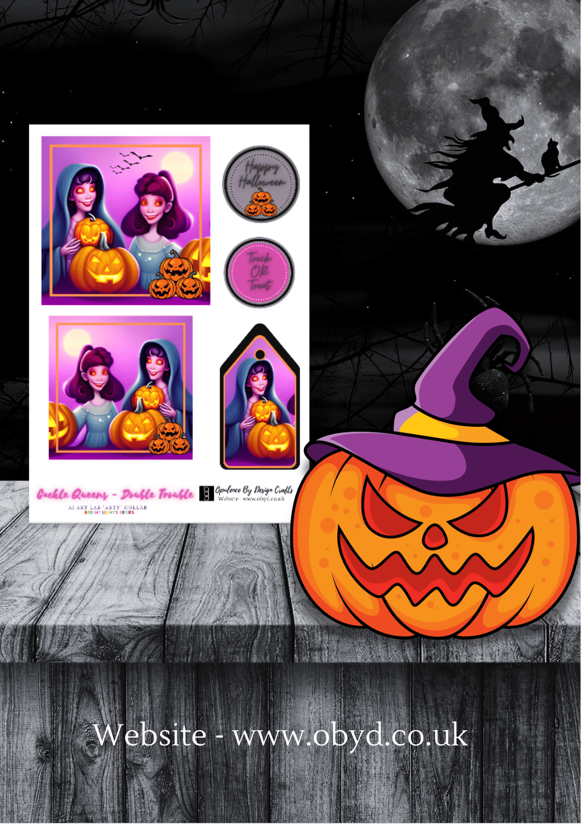 Cackle Queens Double Trouble Halloween Topper Sheet PDF Digital Download