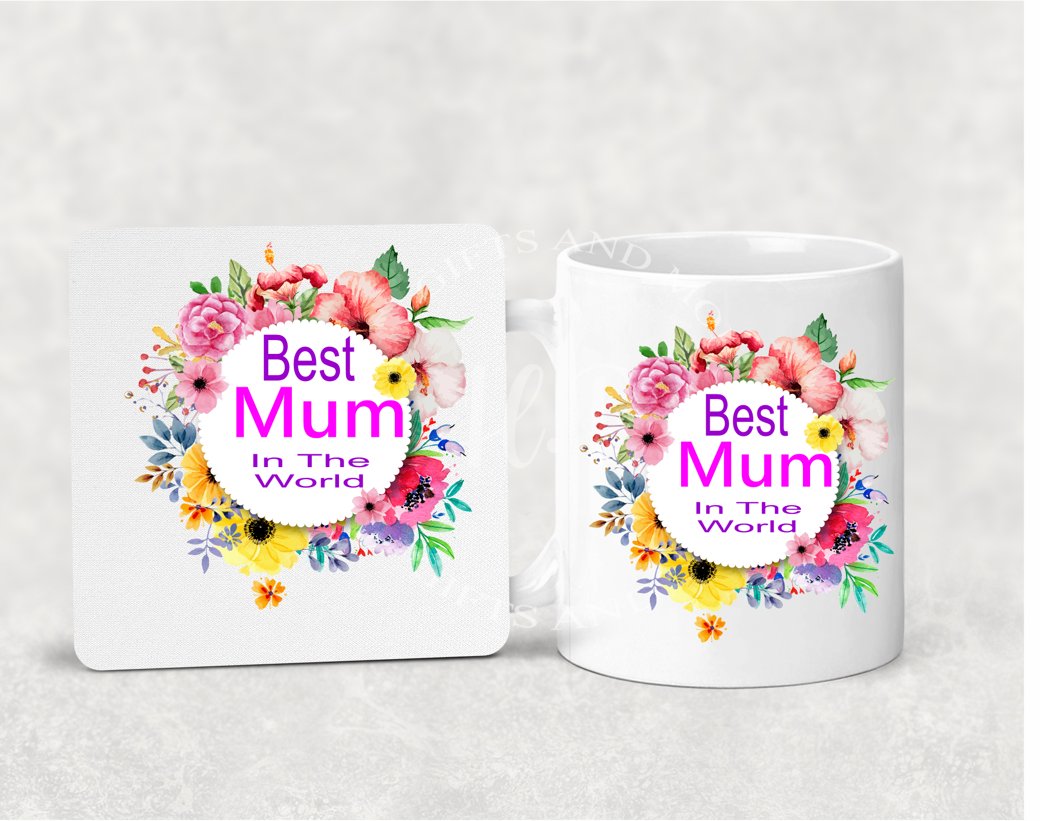 Personalised Best Mum In The World Mug and Coaster Set - Payhip