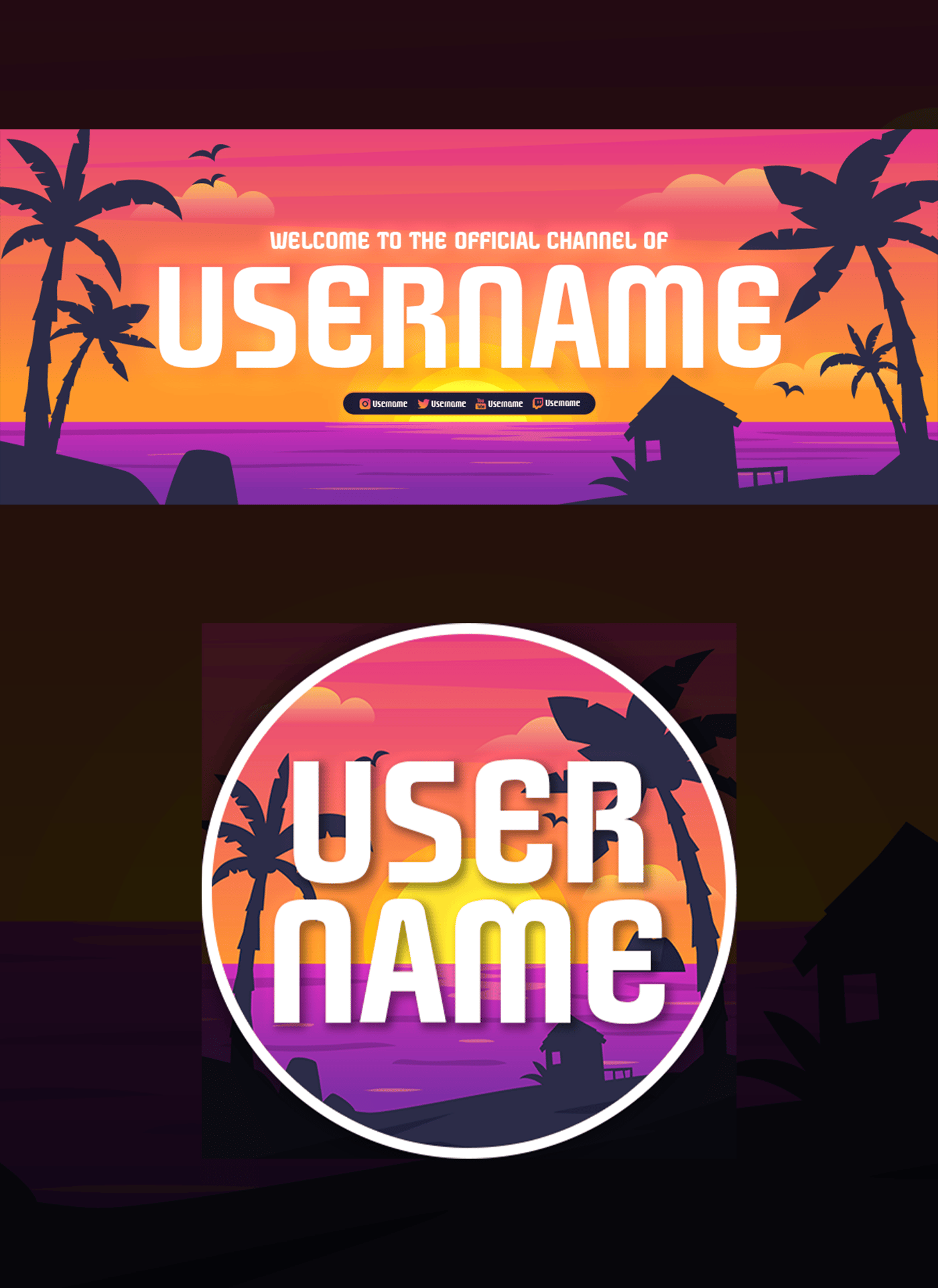Tropical Sunset Logo & Banner - Payhip