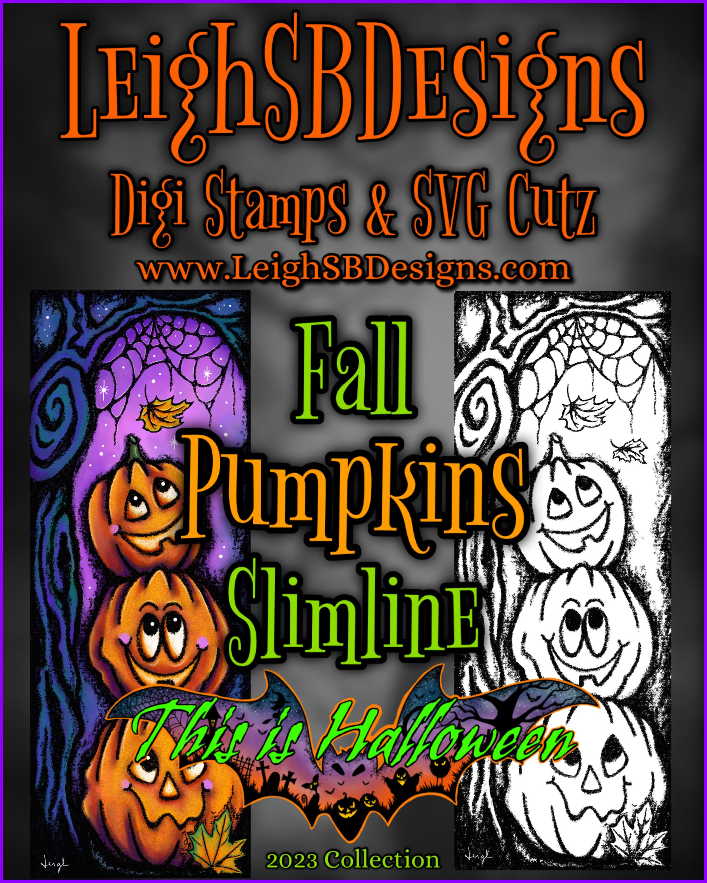 Fall Pumpkins Slimline Digi Stamp - THIS IS HALLOWEEN 2023 Collection ...