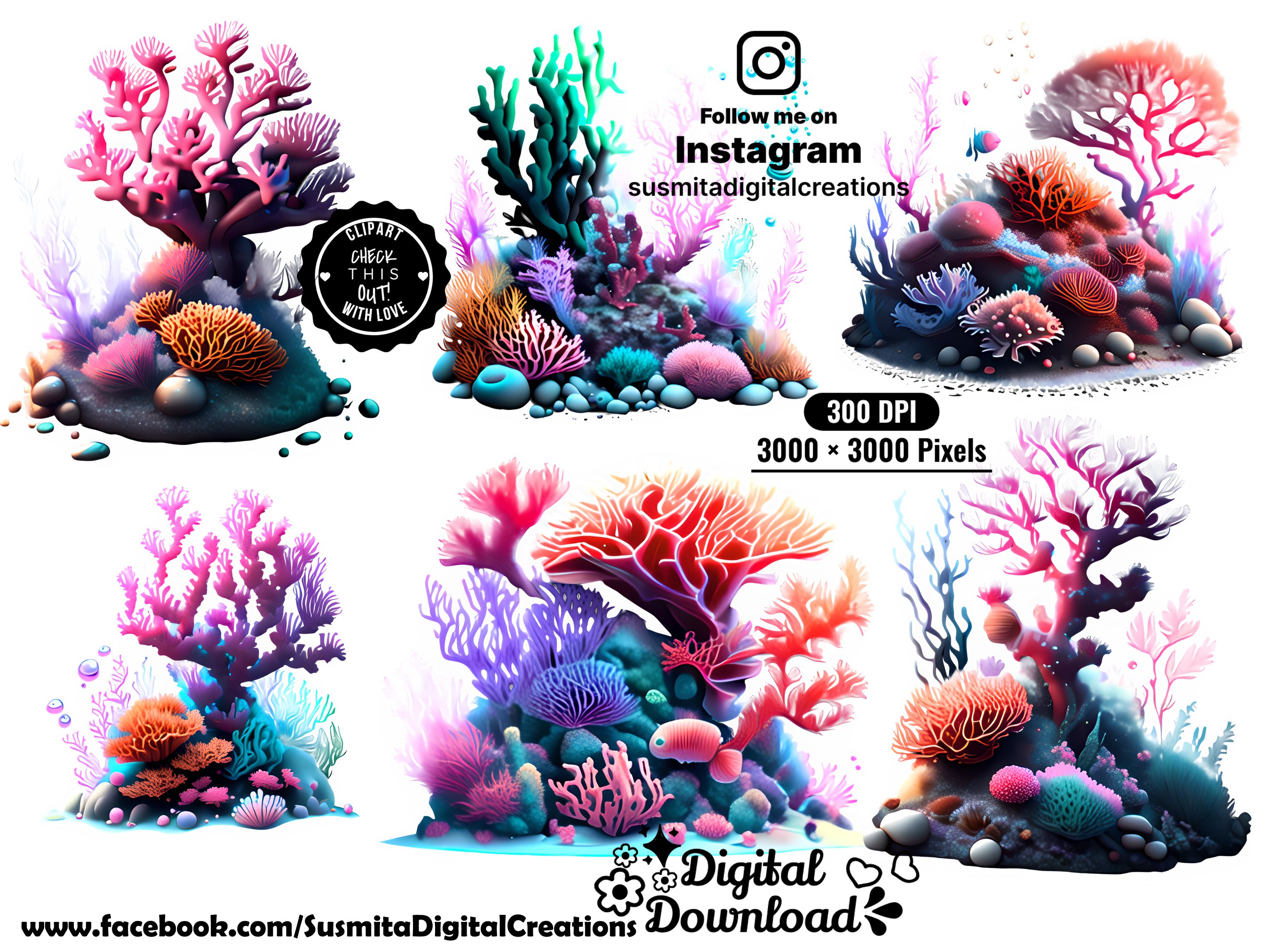 Assorted Artistic Corals Clipart Bundle Clipart Png Images - Payhip