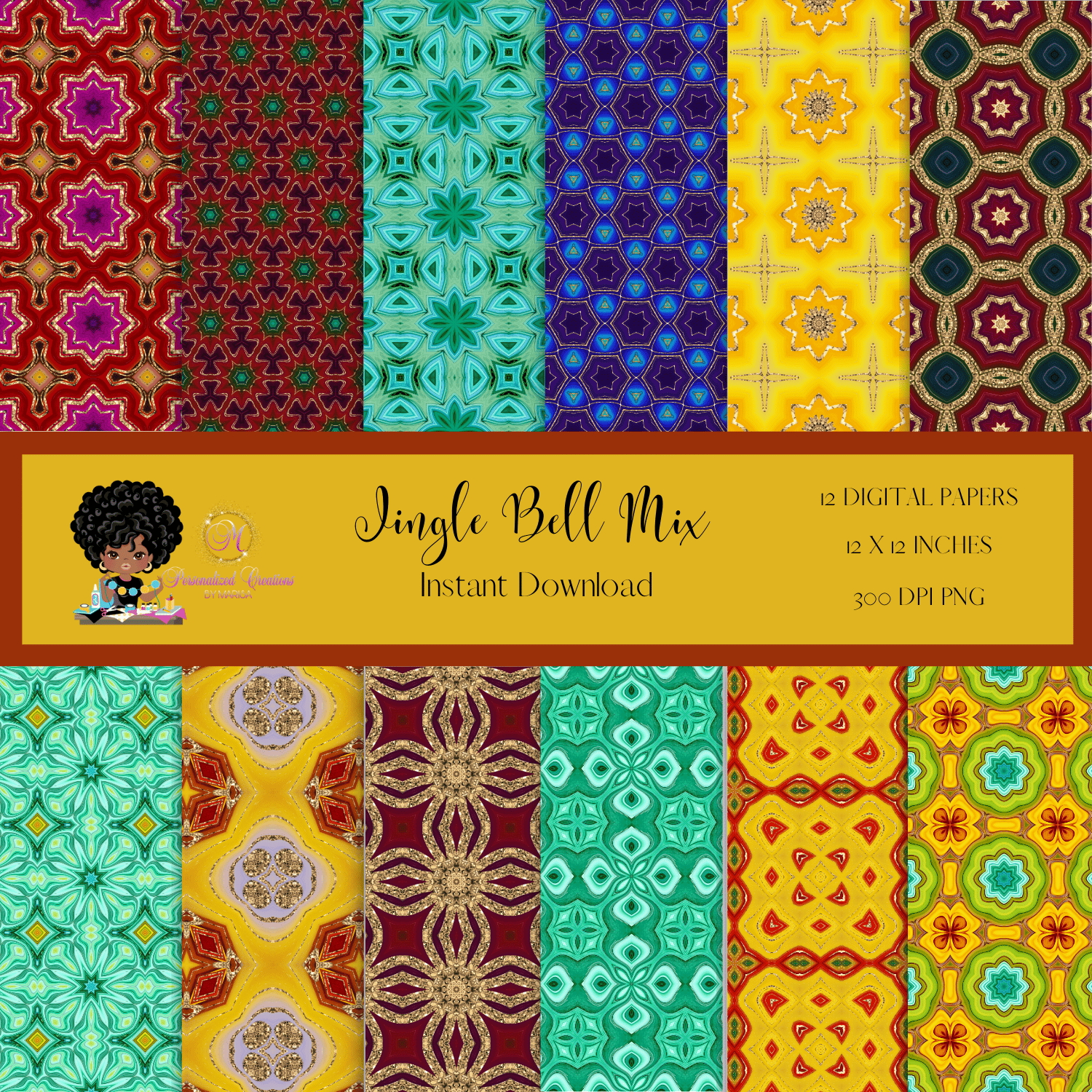 Jingle Bell Mix Digital Papers l Digital Download l Scrapbook Papers l ...