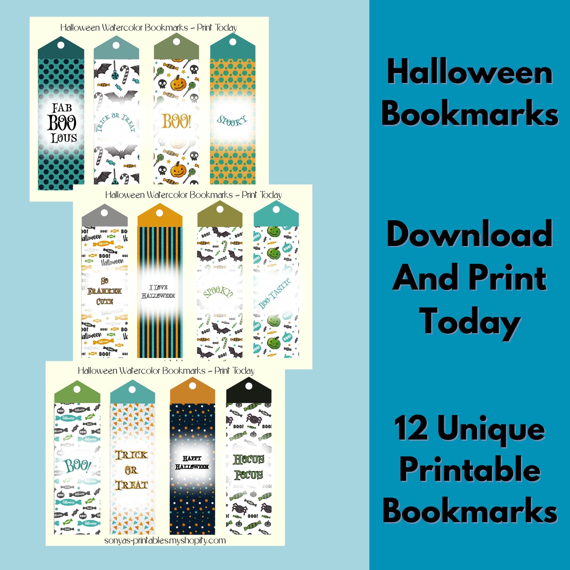 12 Printable Halloween Bookmarks | Printable Halloween Page Holders ...