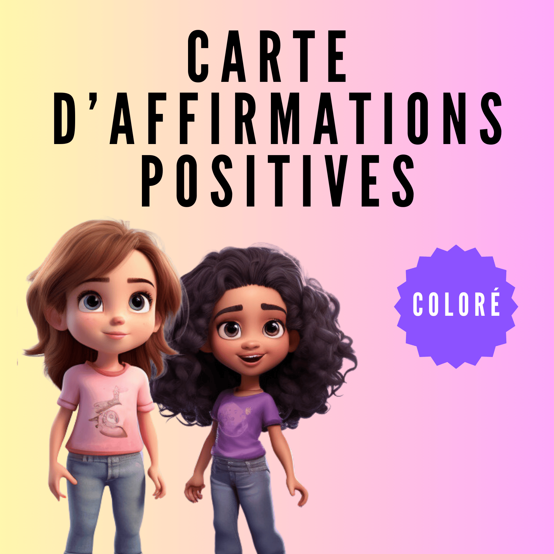 Carte d'affirmation positive - fille colorée - Payhip