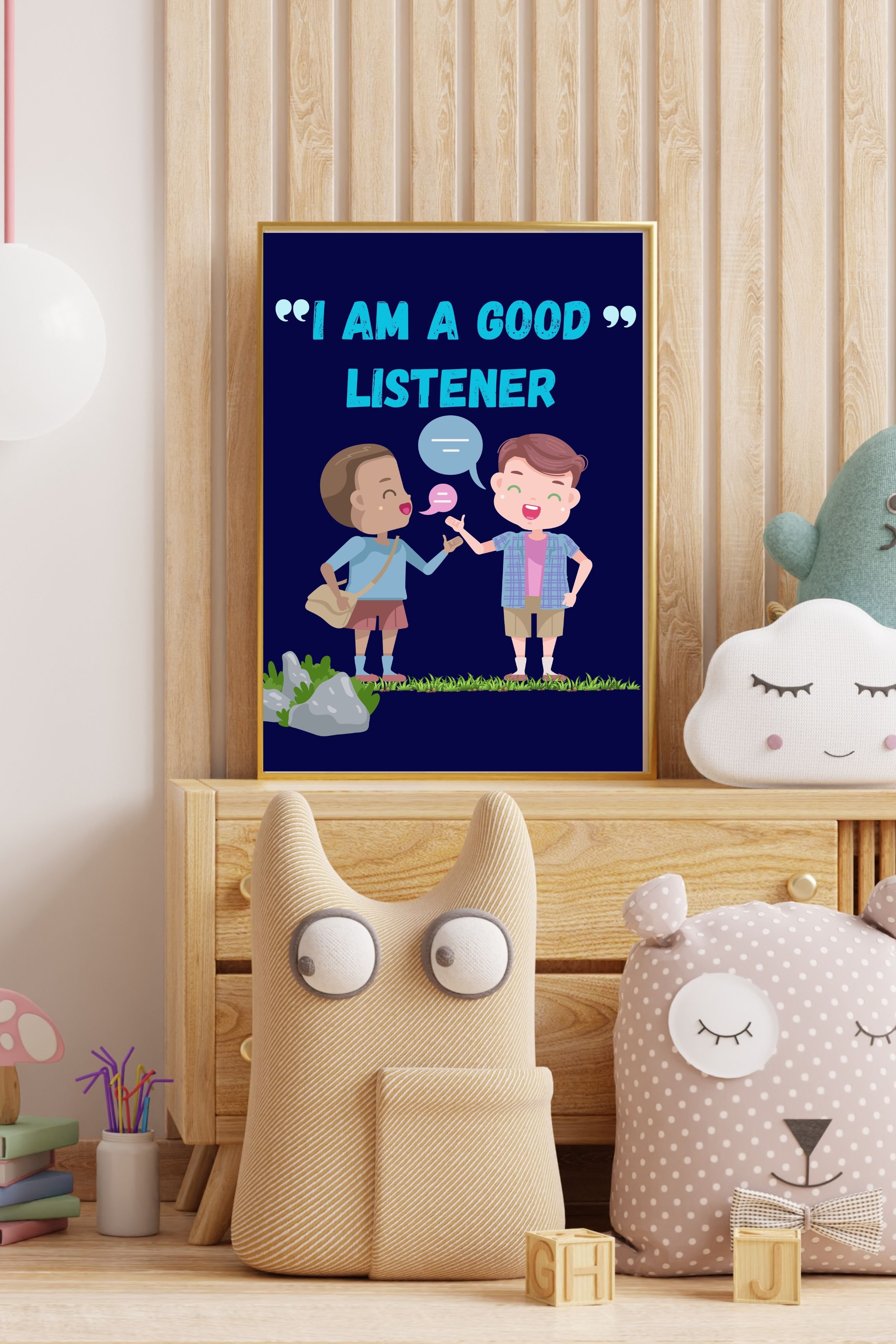 I am a Good Listener, Kids Listening Skills Art, Child's Empathy Print ...