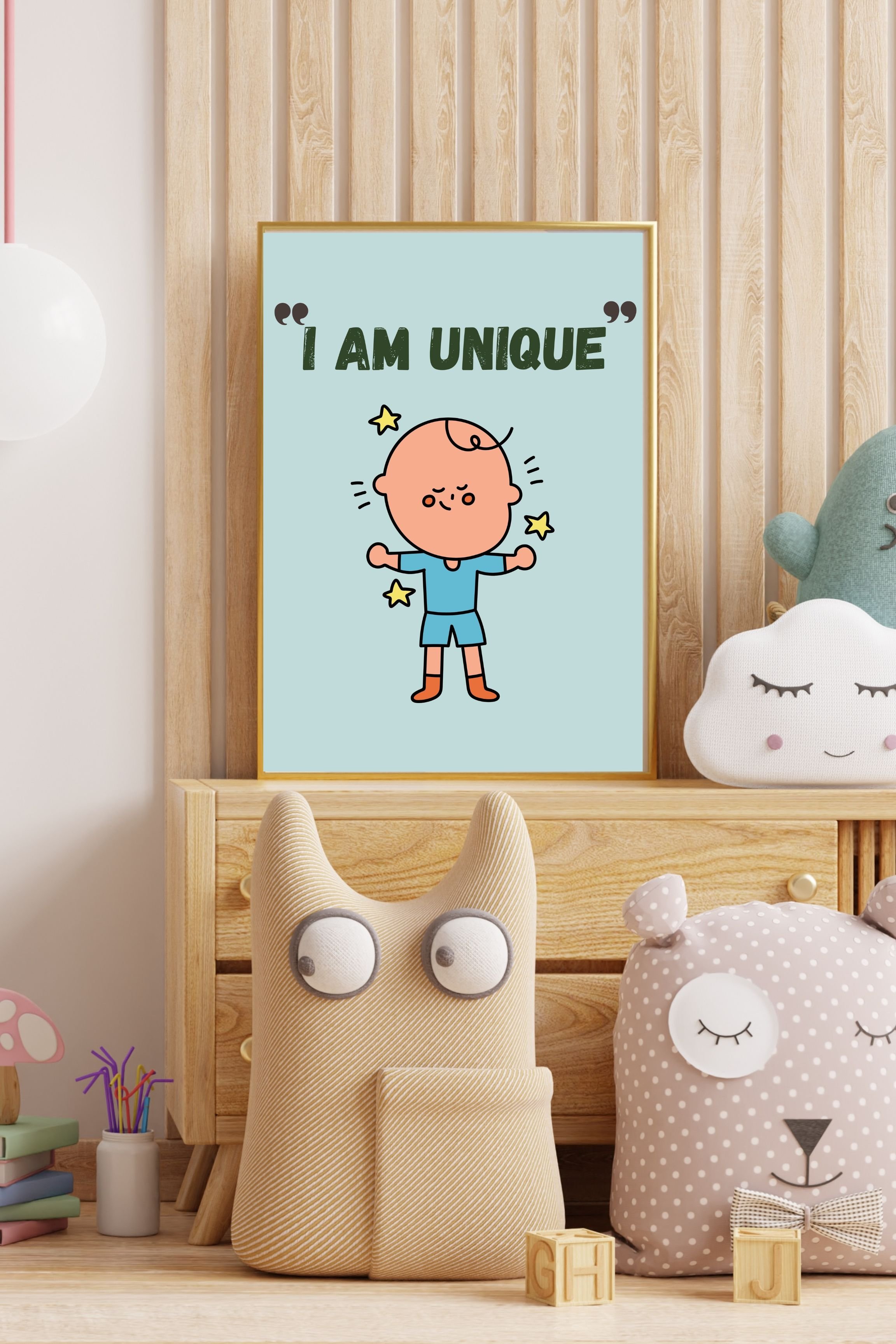 I am Unique, Kids Individuality Art, Child's Uniqueness Print, Positive ...