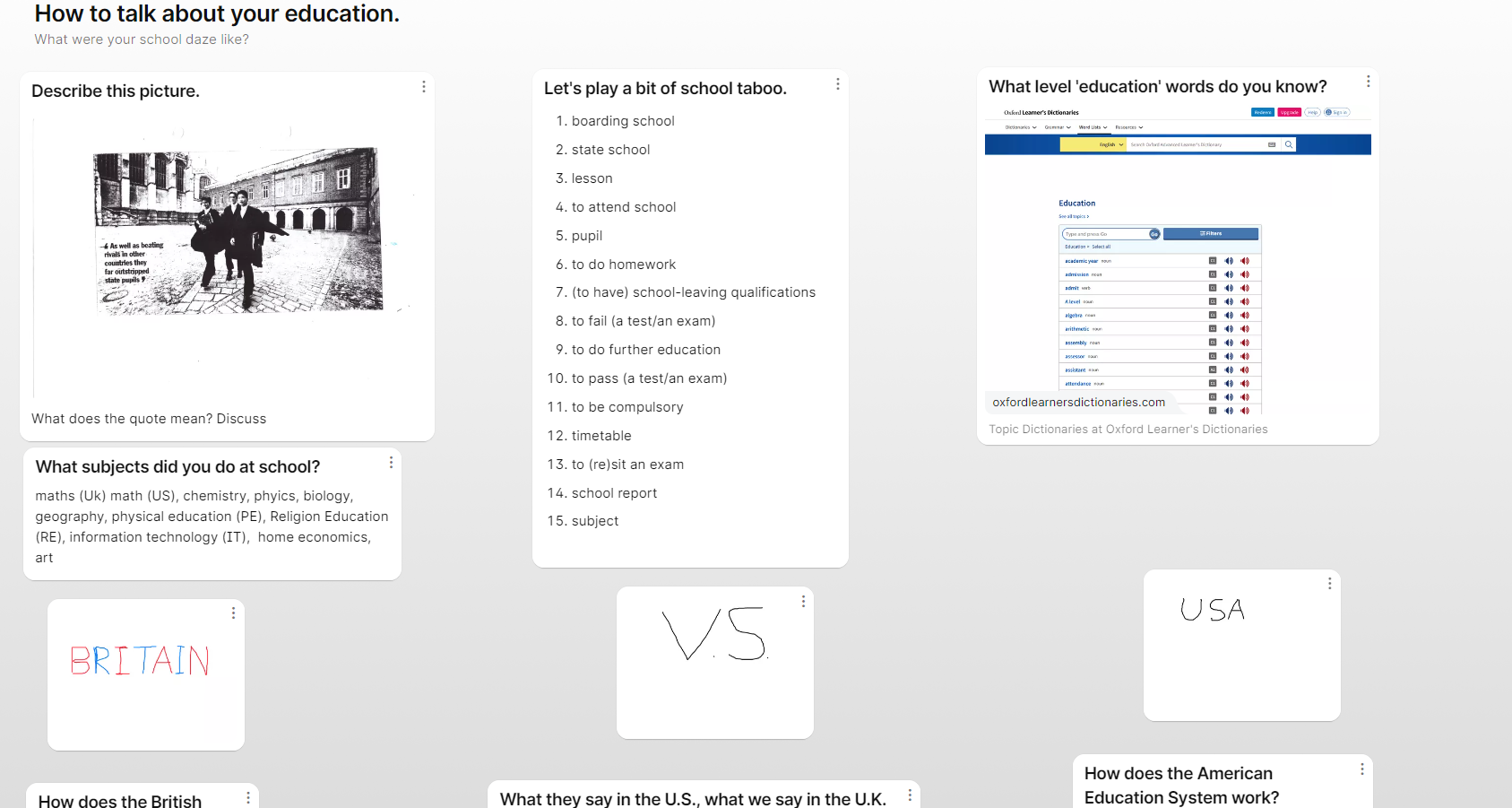How to talk about your education Padlet - learn, watch, read, play ...