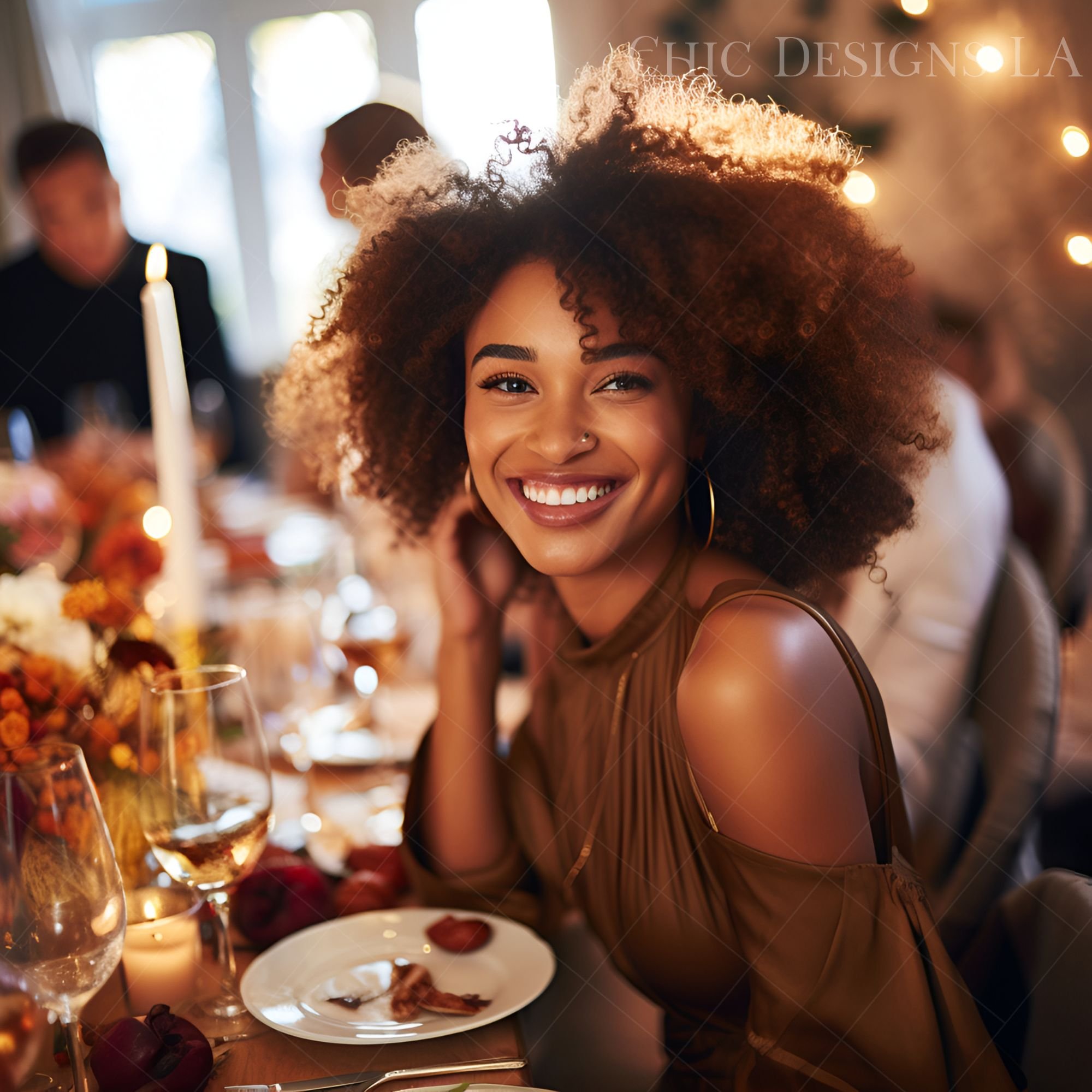 Stylish Black Woman with Curly Rollerset Hair Style Wearing a Mustard ...