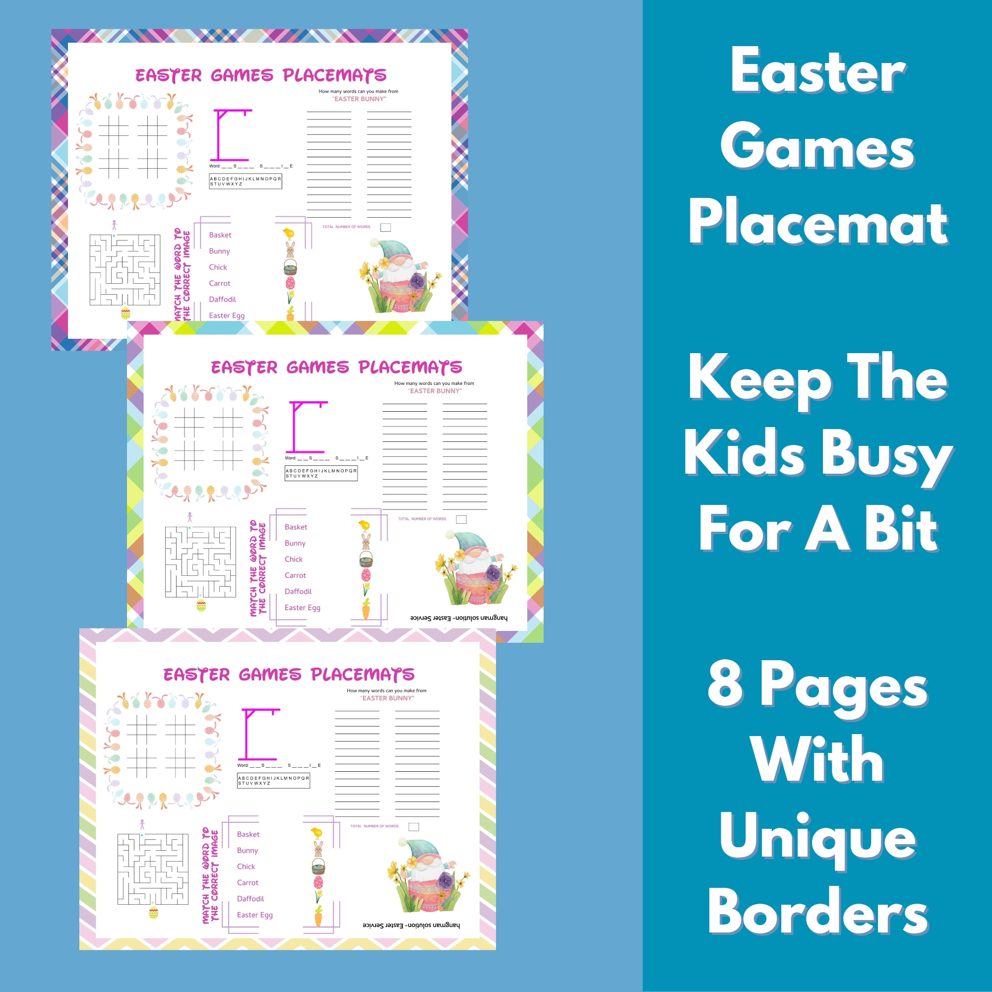 Easter Placemats | Printable Easter Placemats | Easter Activity Page | Easter Activity Page ...