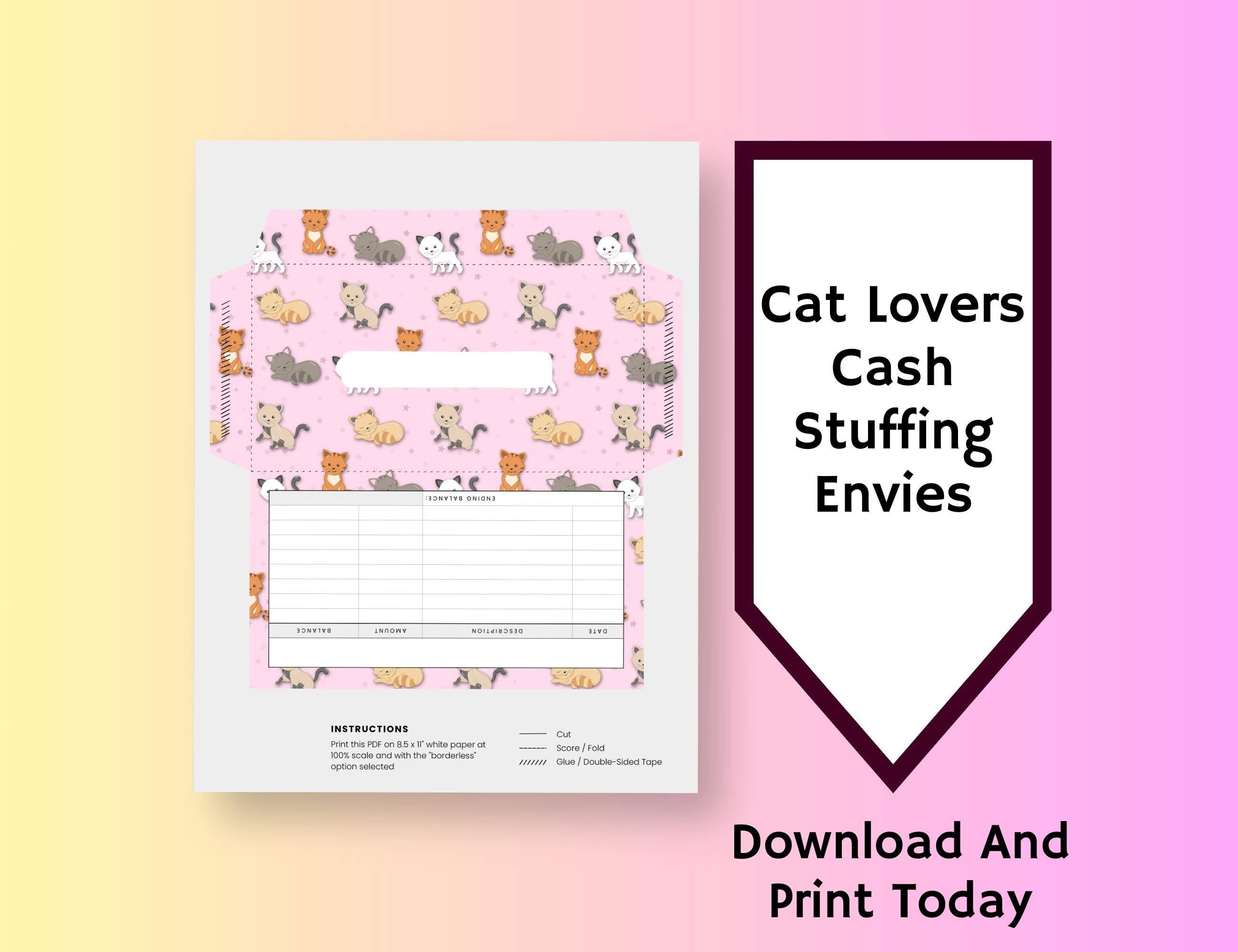 10 Printable Cat Lovers Cash Stuffing Envelopes With Budget Tracker ...