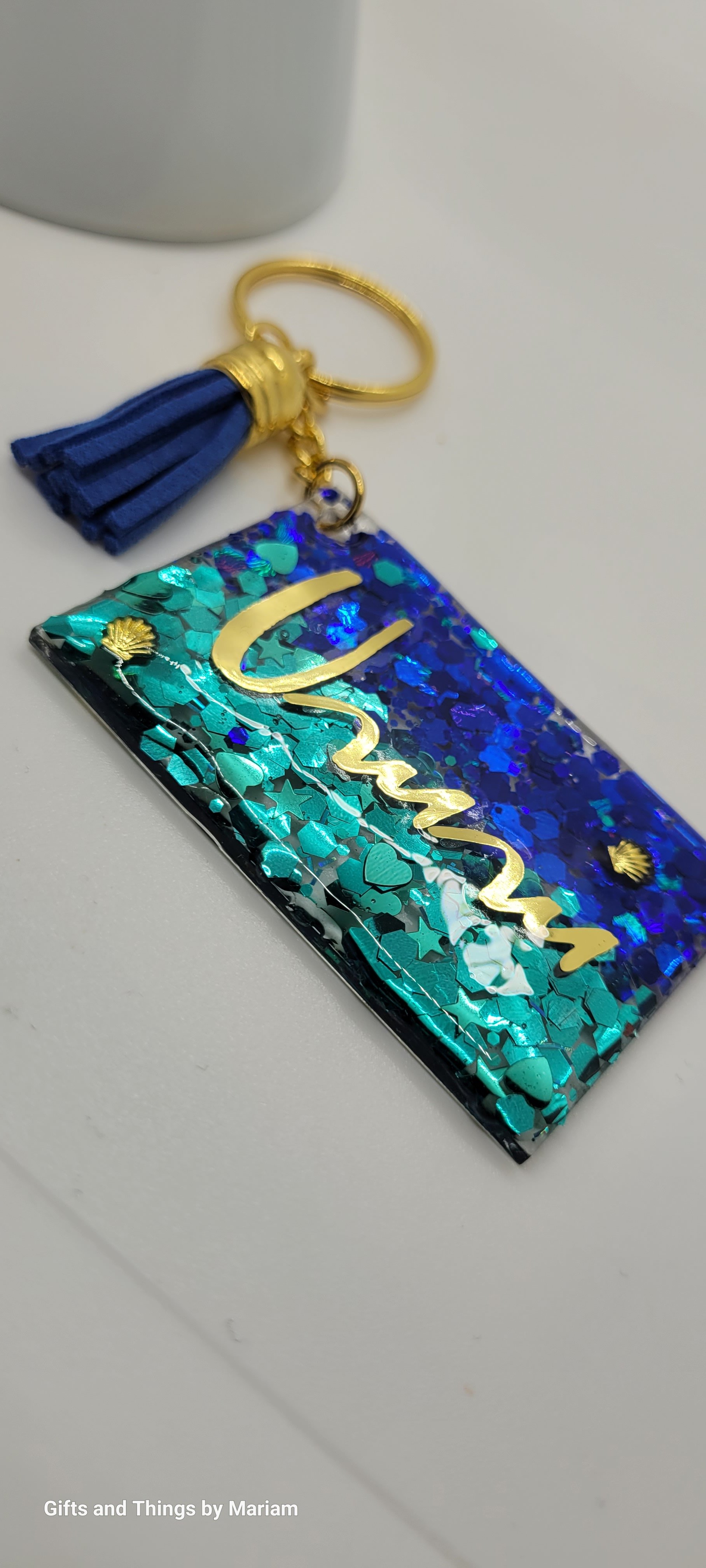 Umm (Mom) Keychain - Blue and Green - Handcrafted - Payhip