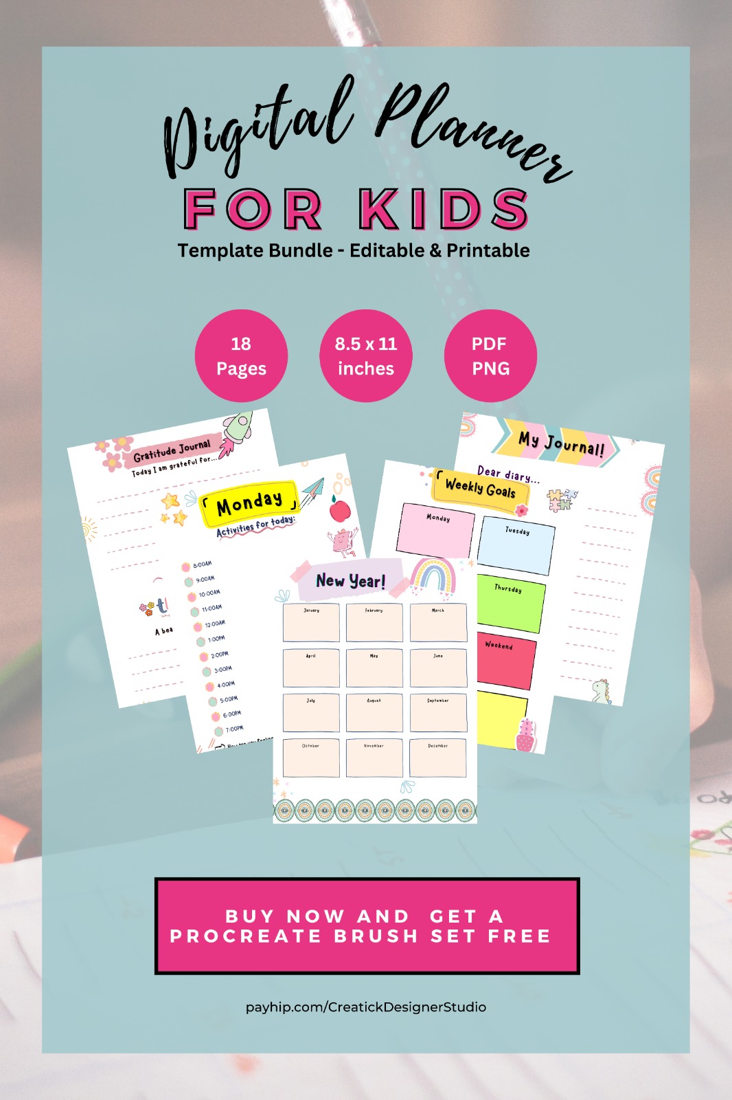 Kids Weekly Planner, Rainbow Daily Planner, Homeschool Planner, kids ...