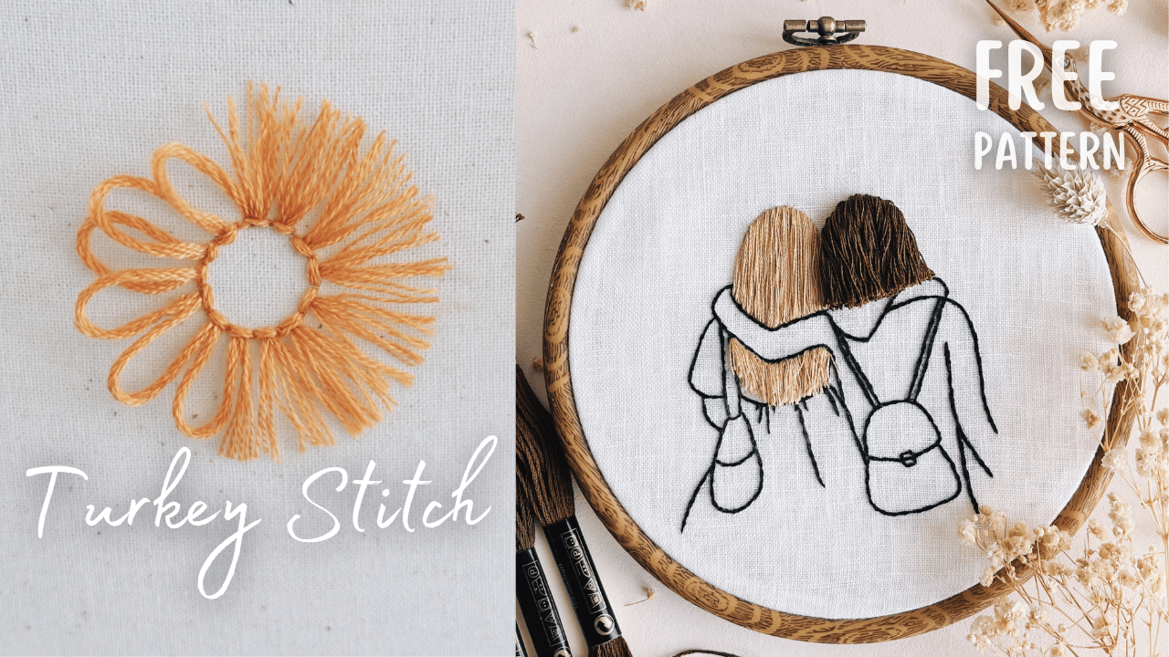 Lesson 13: Turkey Stitch, A Step-by-Step Guide with FREE Embroidery Pattern