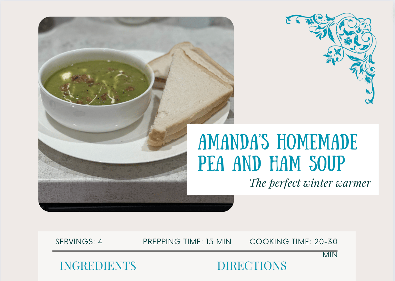 Amanda's Homemade Pea and Ham Soup Recipe Download