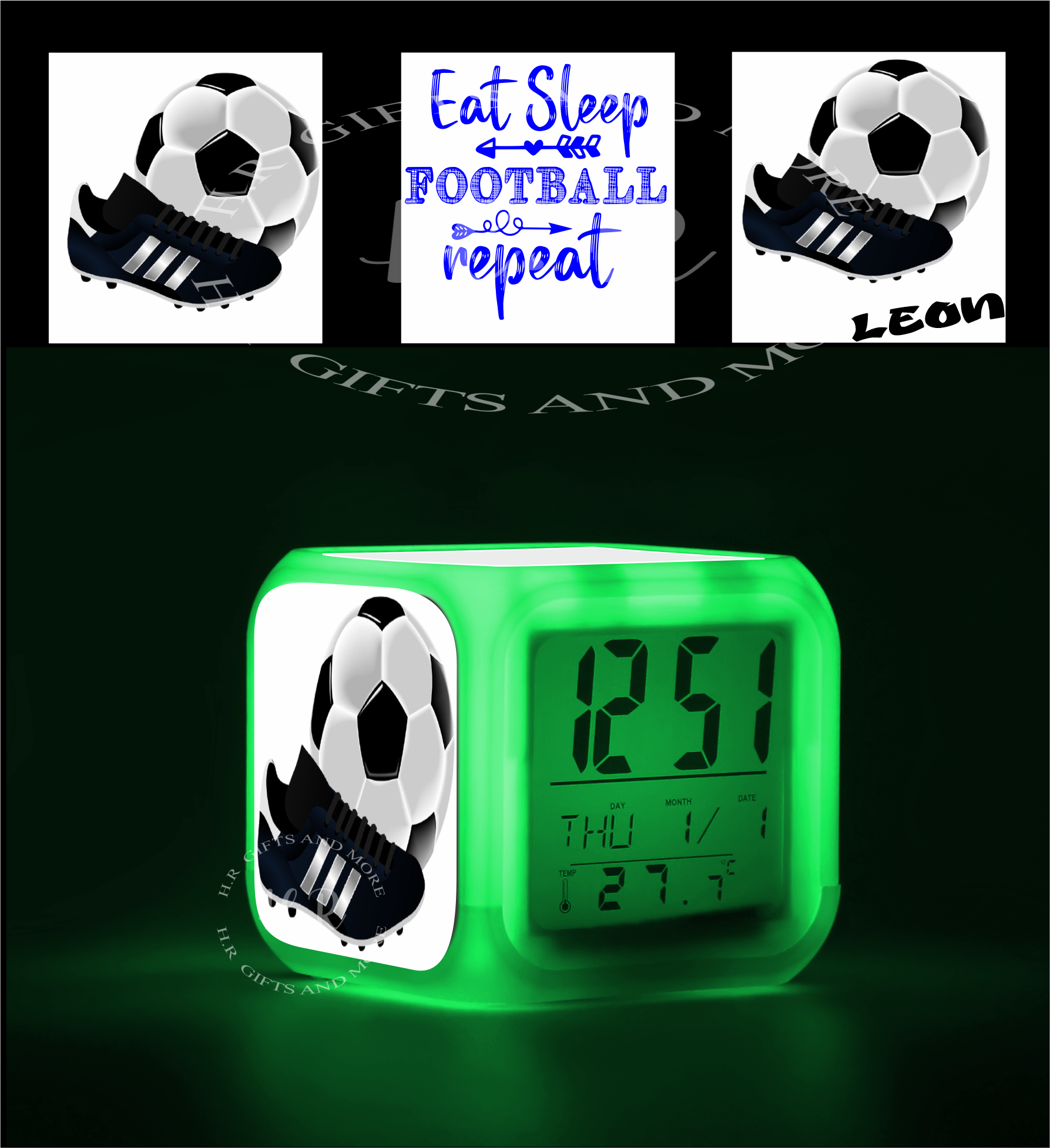 Personalised Football Colour Changing Alarm Clock - Payhip