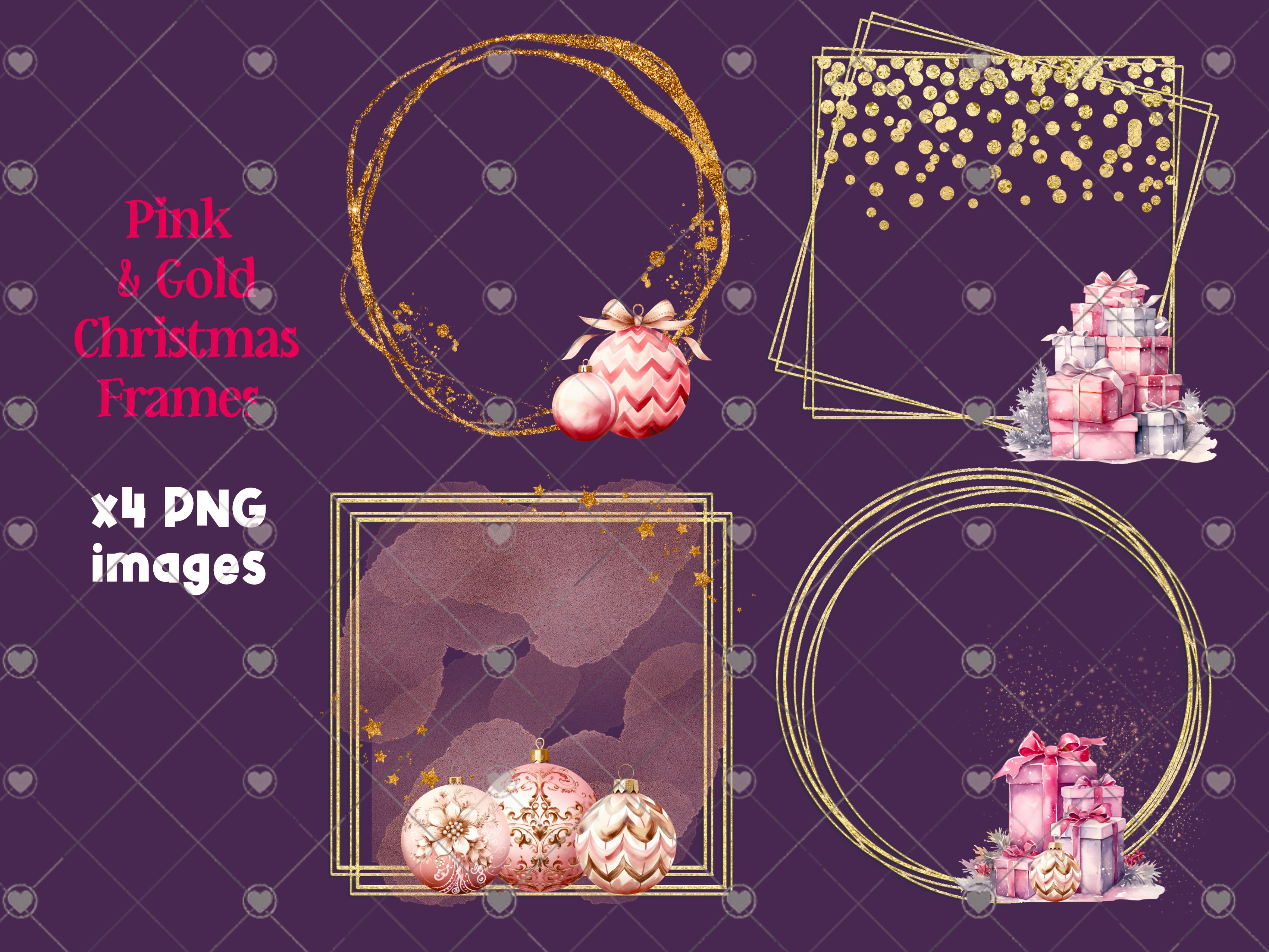 Pink & Gold Christmas Frames - Payhip