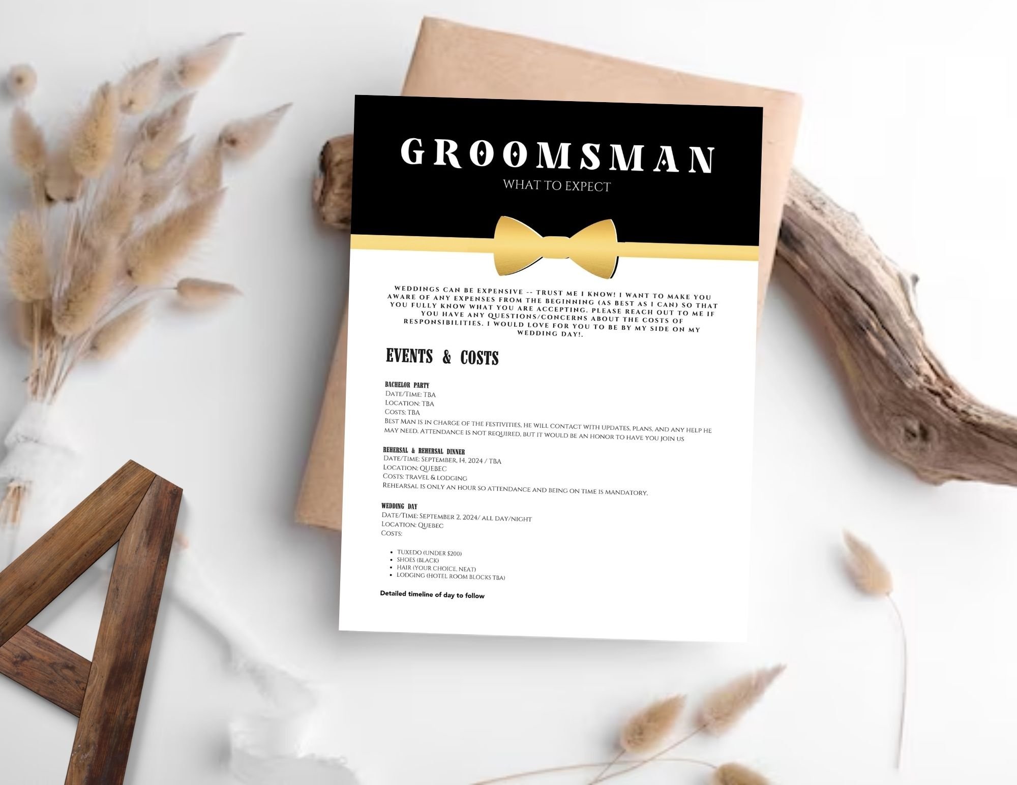 Groom Crew What To Expect Card