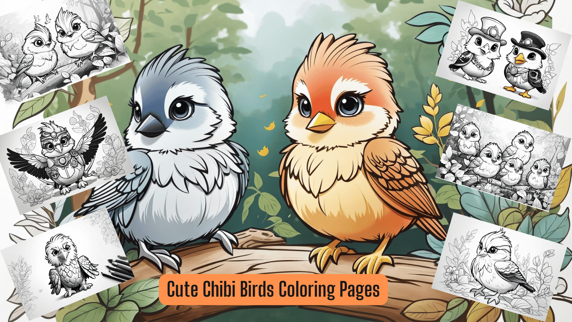 Cute Chibi Birds Coloring Pages - Payhip