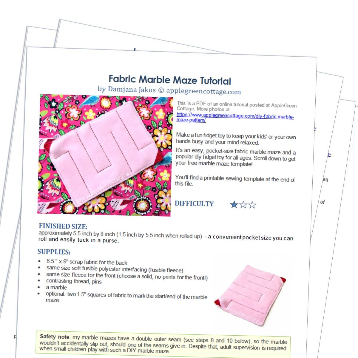 Fabric Marble Maze - Printable Tutorial PDF