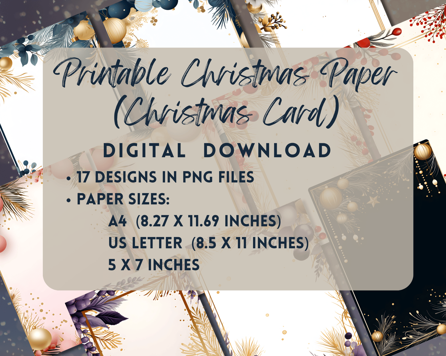 Colorful Christmas Printable Paper (Christmas Card Template - Christmas ...