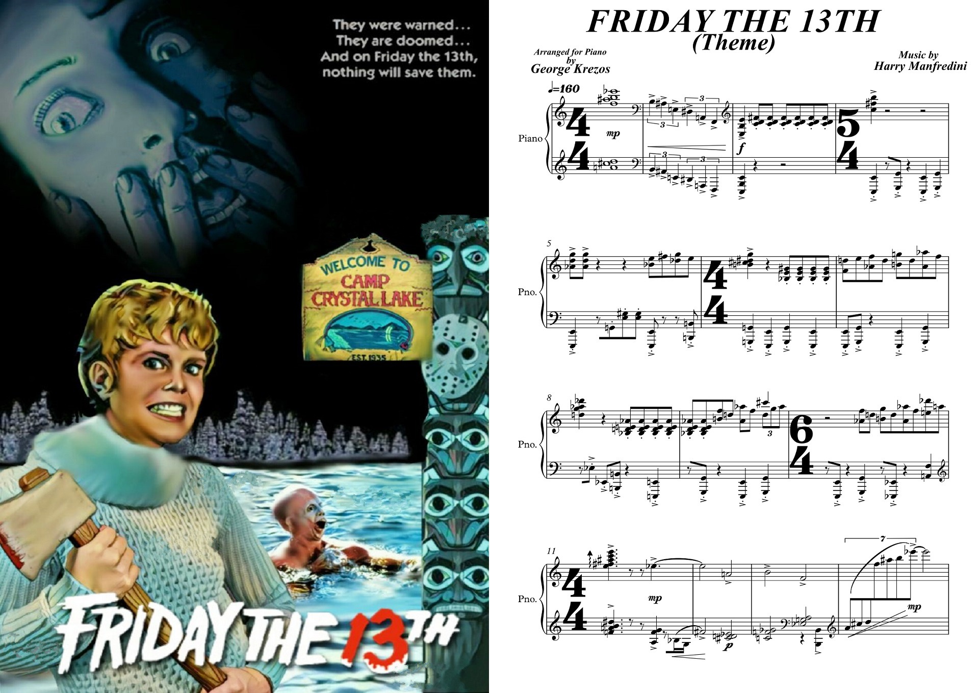 Friday the 13th (1980) - Main Theme (Piano Sheet Music)