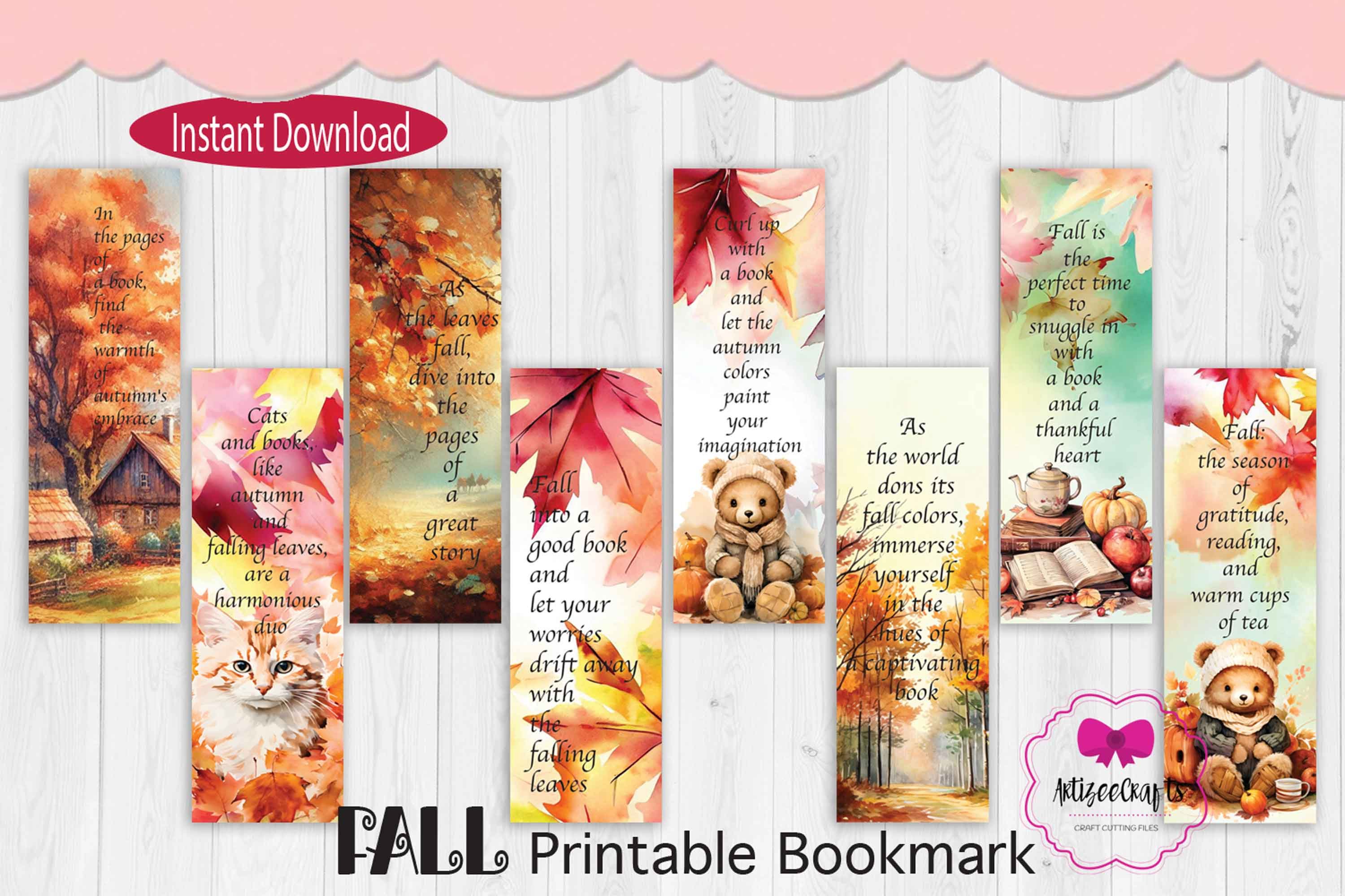 Printable Fall Bookmark Thanksgiving Quotes Digital Download - Payhip