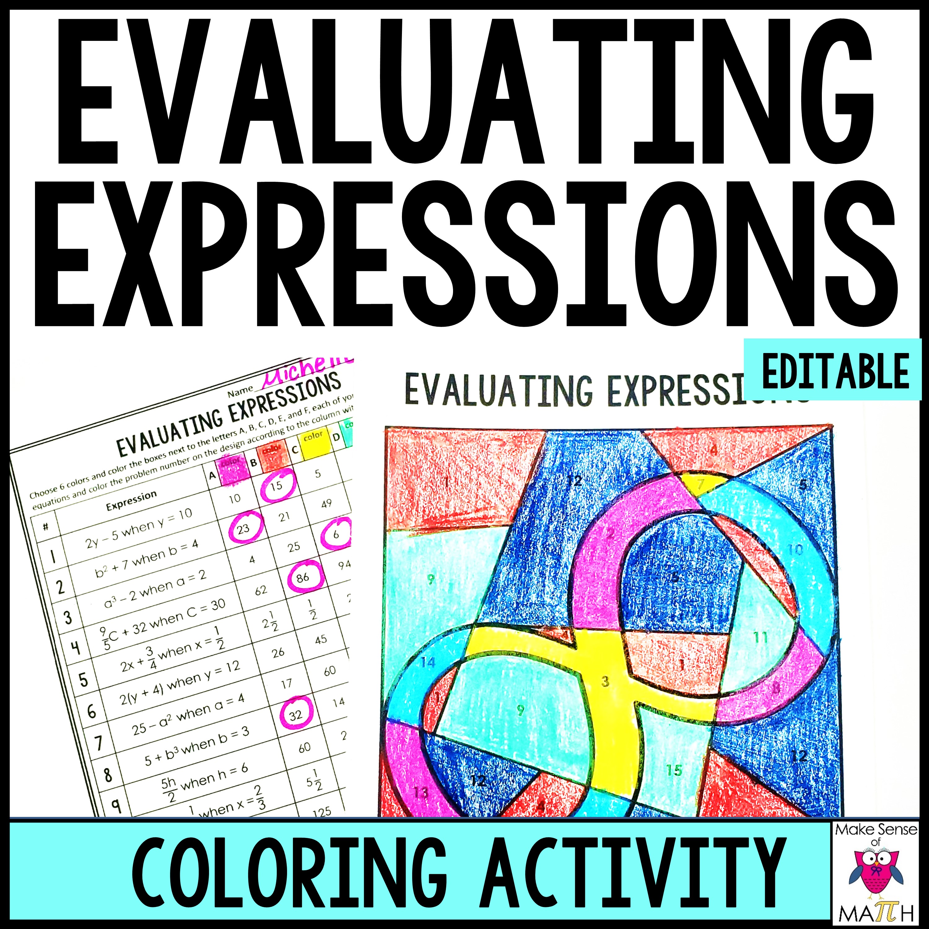 7th Grade Math Review Coloring Activity