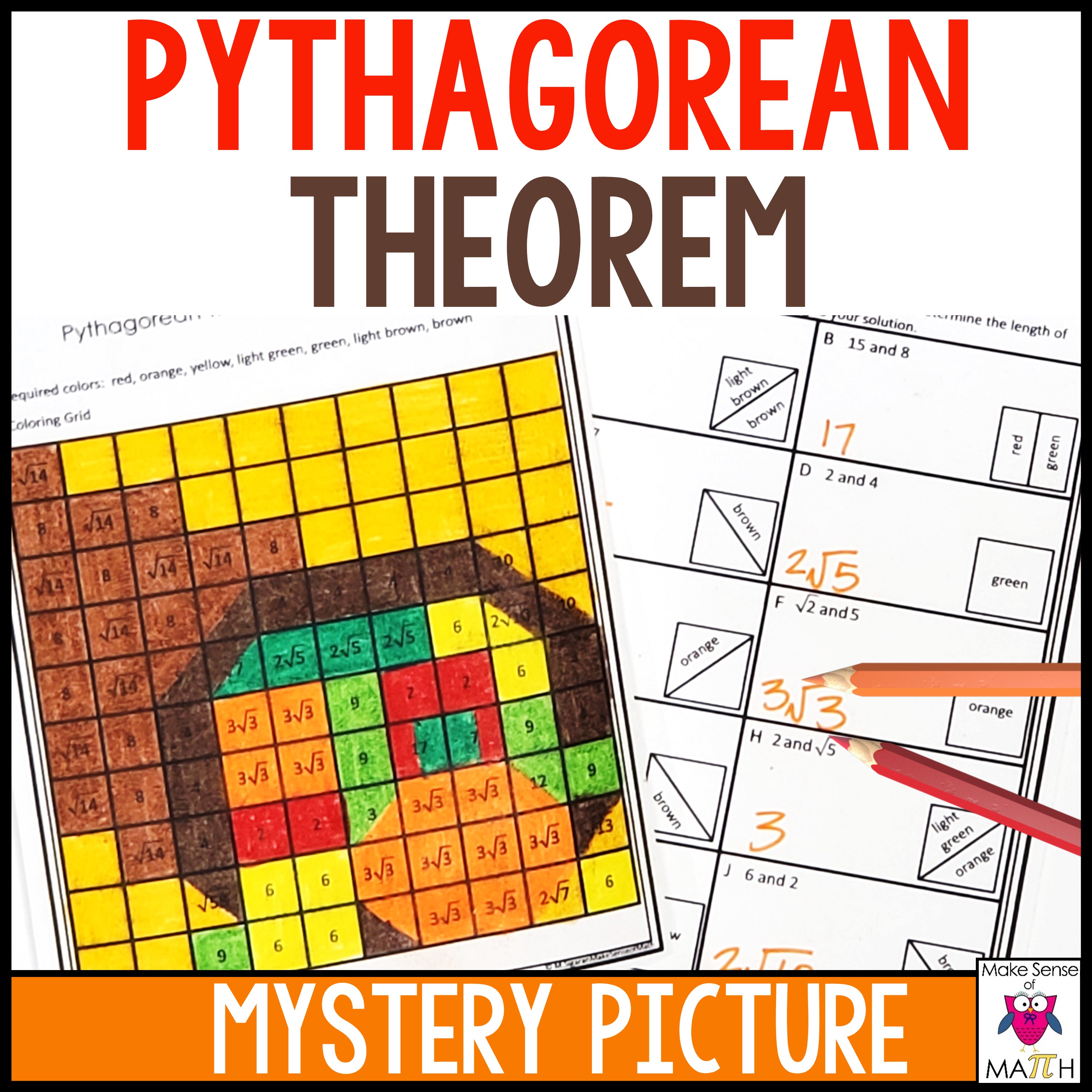 Middle School Math Thanksgiving Worksheet | Pythagorean Theorem